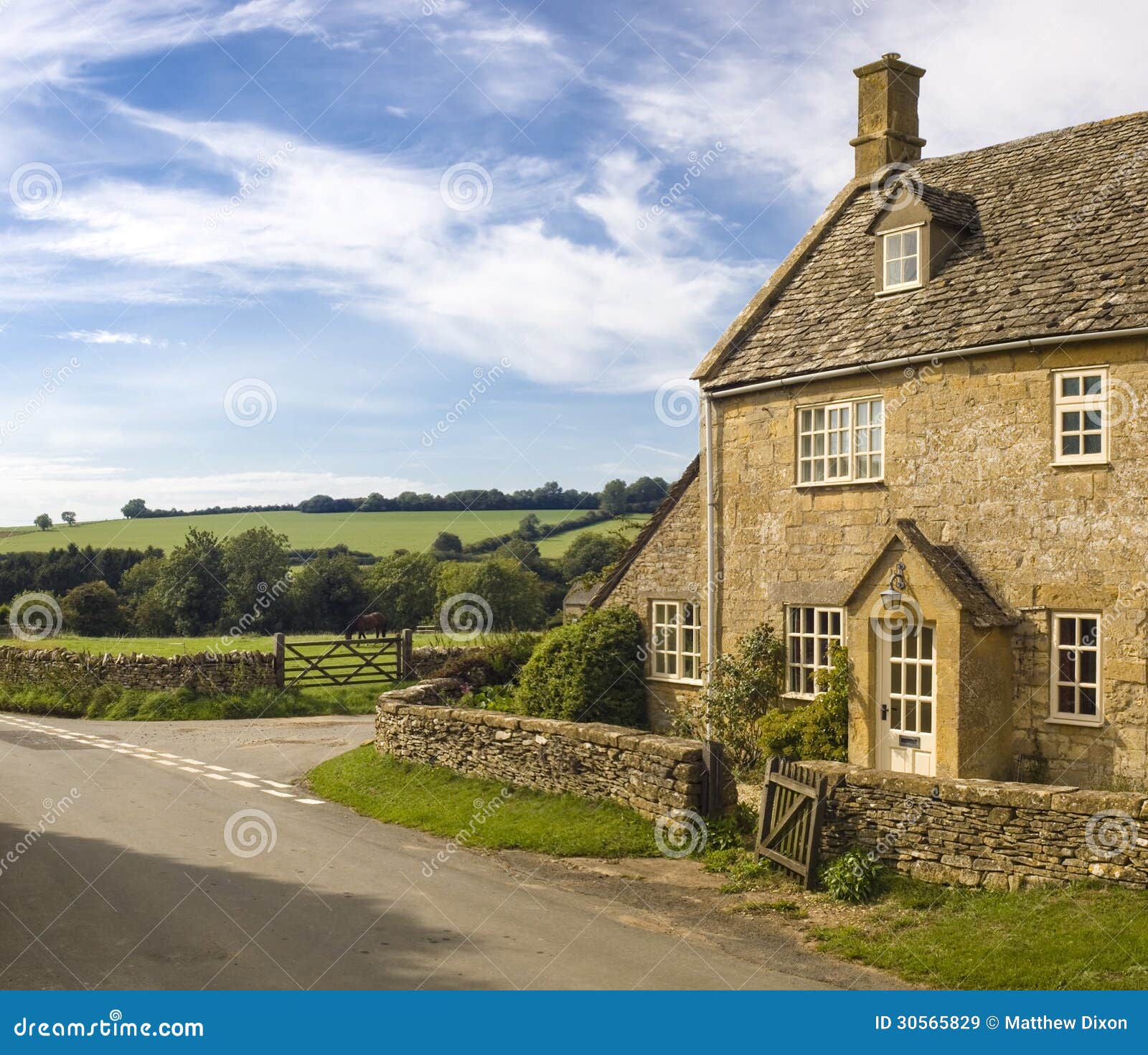 Traditional Rural Homes Scene Stock Image - Image of suburb, urban ...