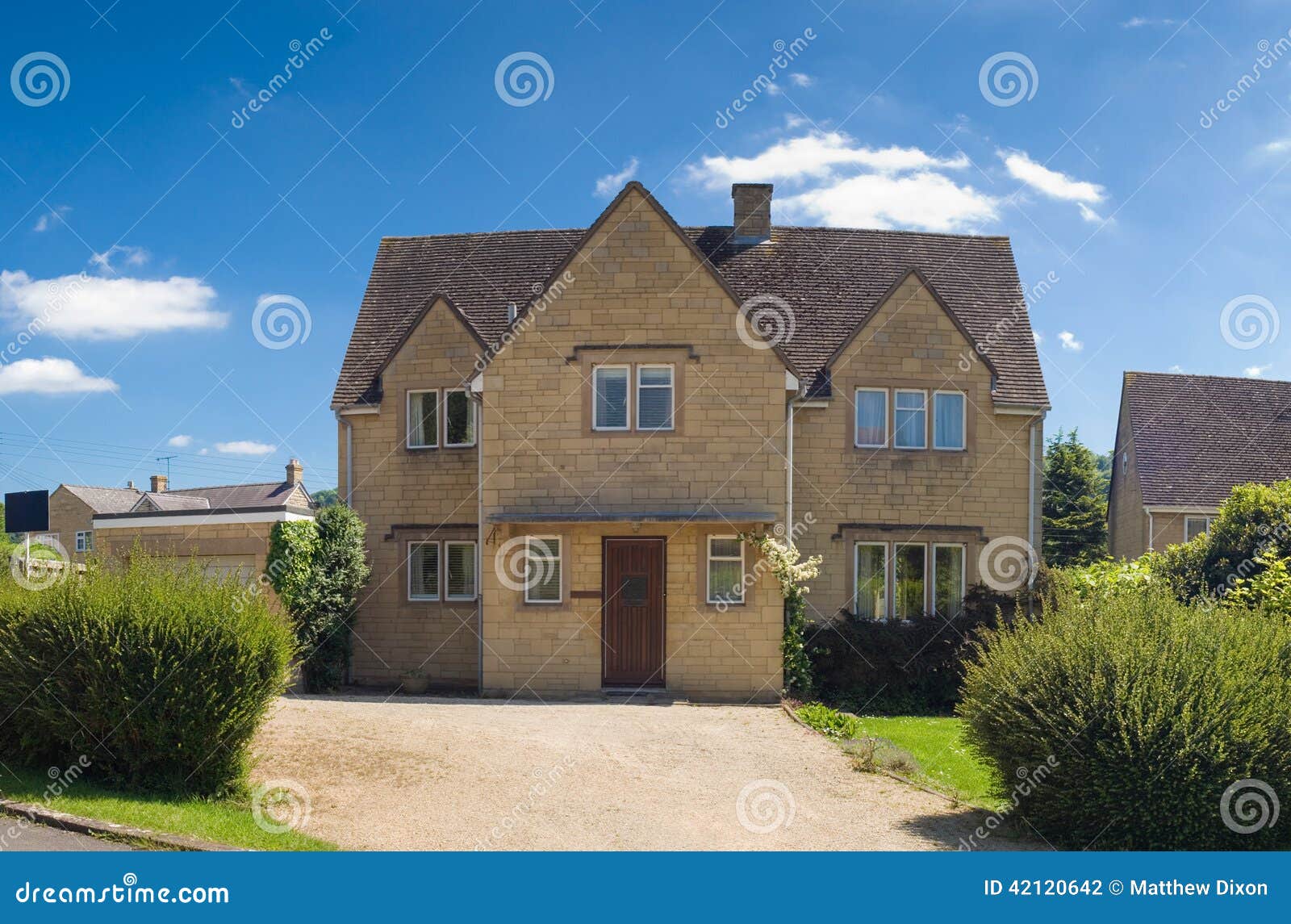 Traditional Rural Homes Scene Stock Photo - Image of suburb, blue: 42120642