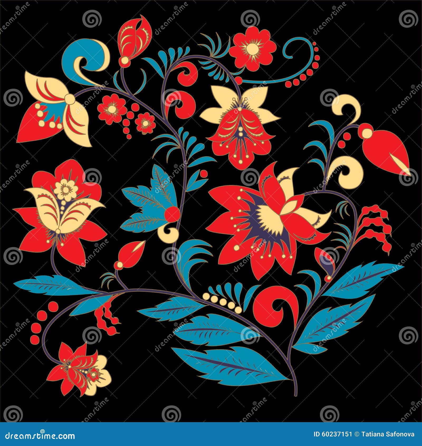 Traditional Russia or Orient Flower Pattern. Illustration Stock Vector ...