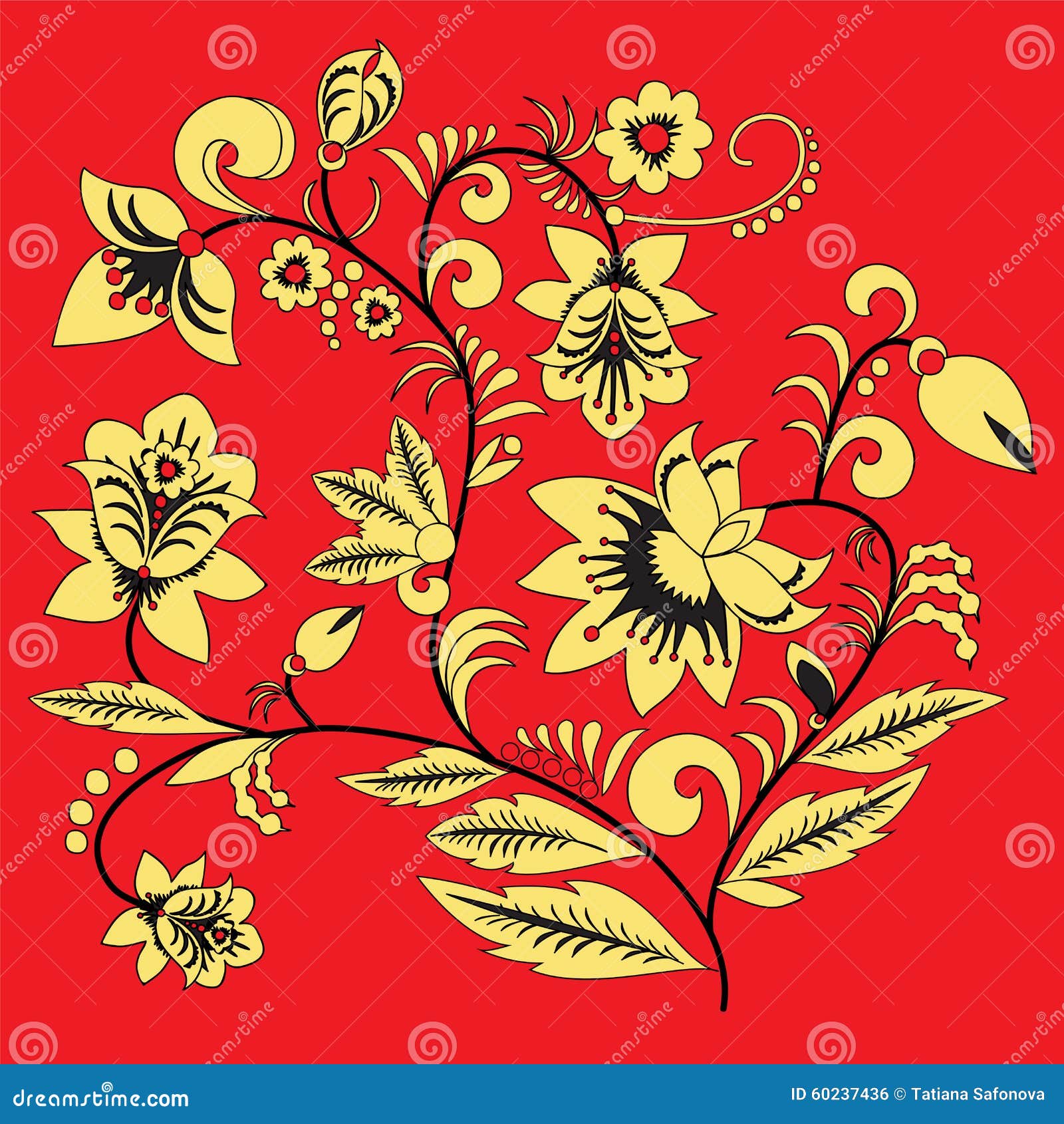 Traditional Russia or Orient Flower Pattern. Illustration Stock Vector ...