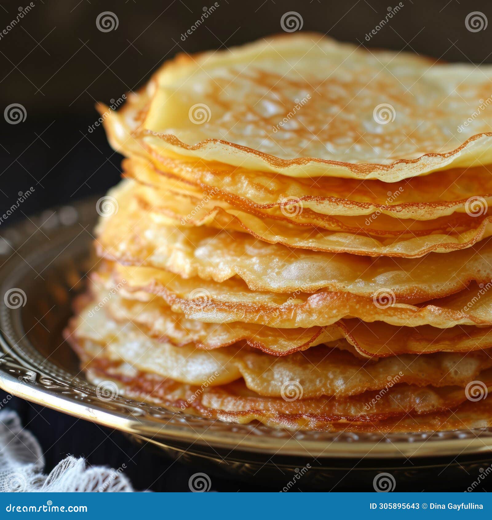 Traditional Russian Blini: a Stack of Thin, Golden Russian Blini Served ...