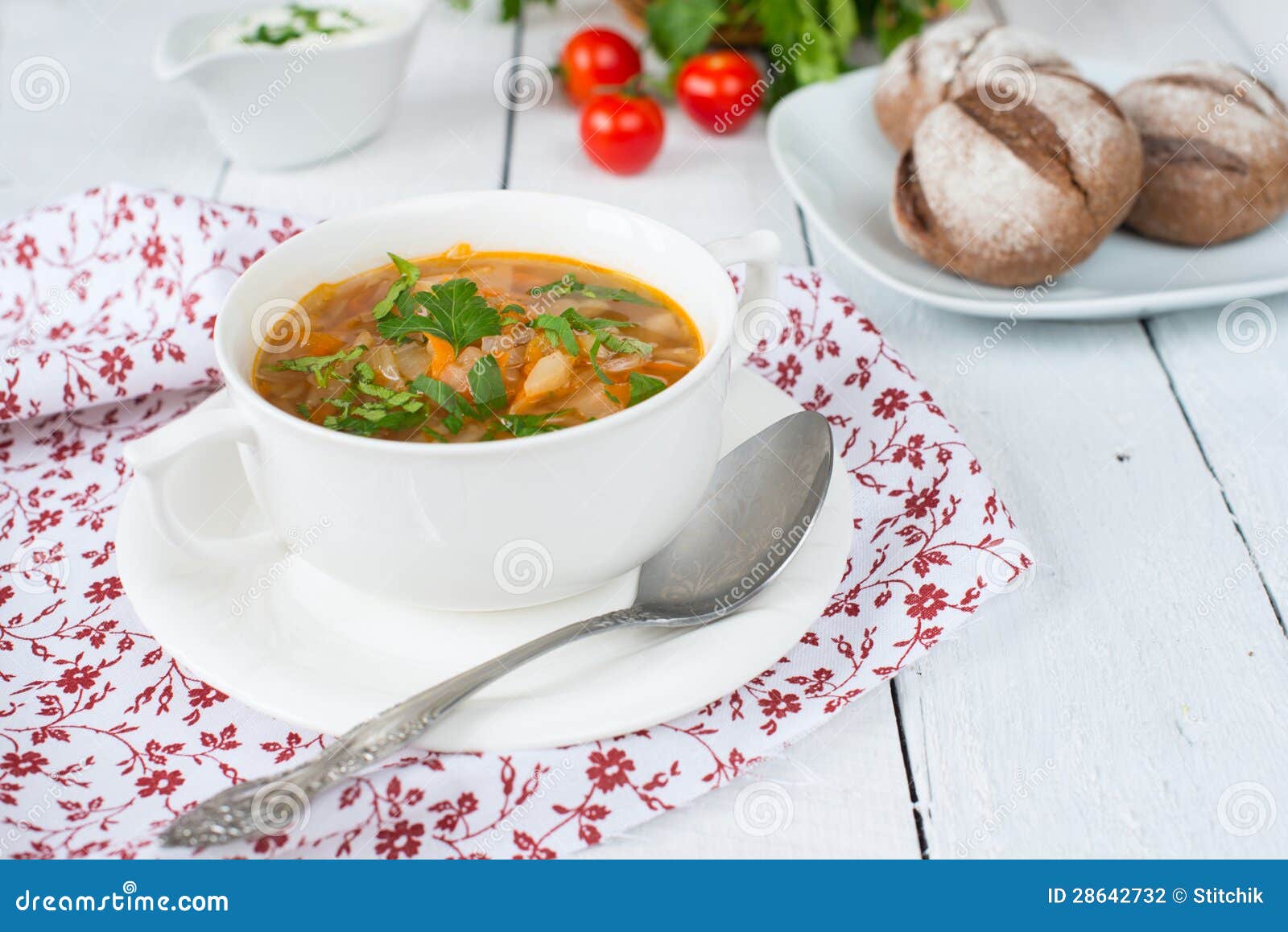 Traditional Russian Cuisine: Vegetable Soup from C Stock Photo - Image ...
