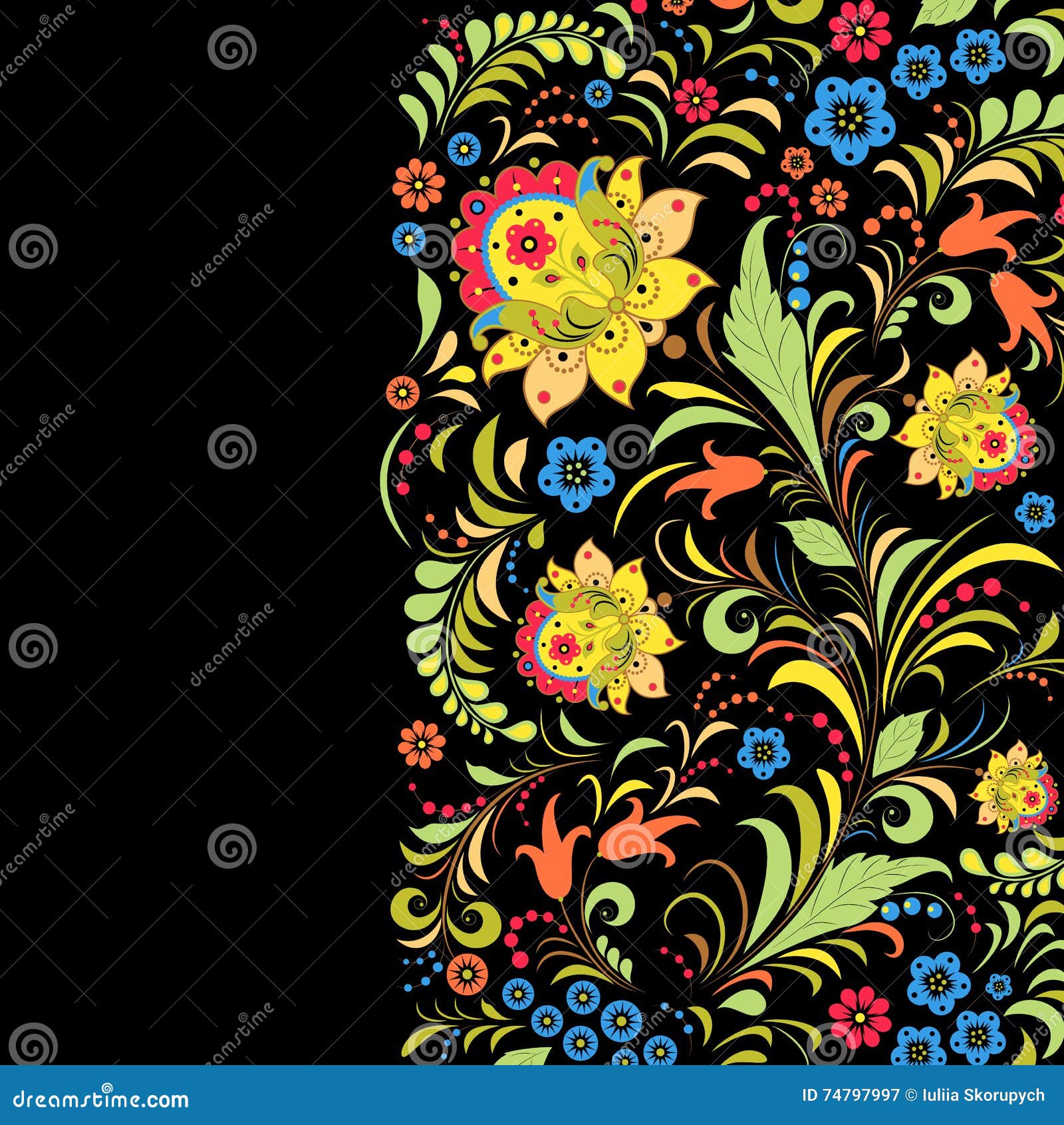 Traditional Russian Floral Pattern Stock Vector - Illustration of flora ...