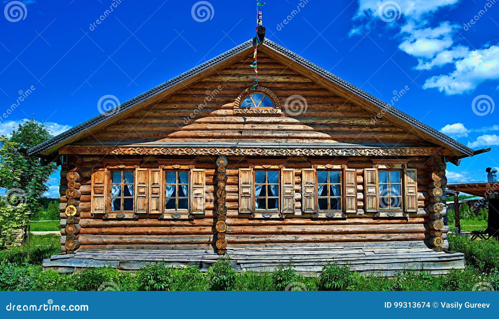 Traditional Russian House Named Izba. Stock Photo - Image of background ...