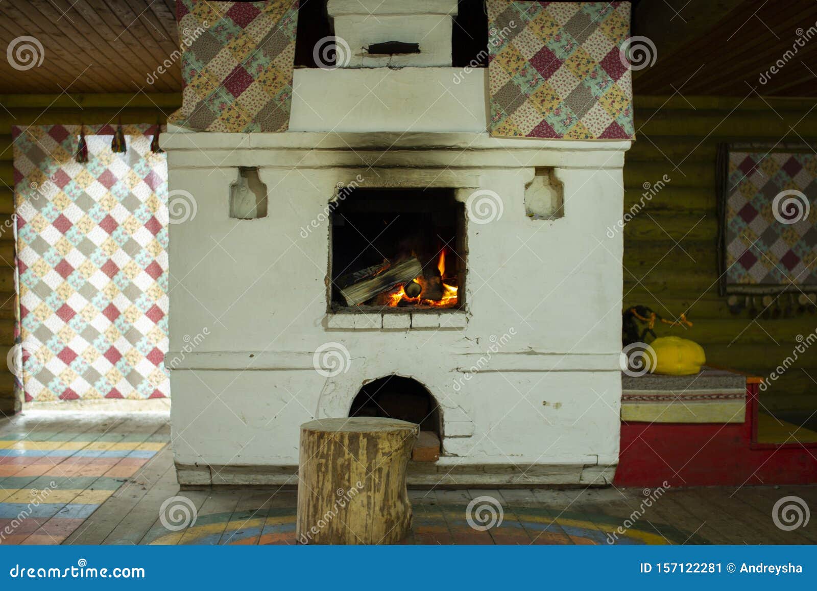 Traditional Russian Oven, Cooking on Wood Stock Image - Image of hearth ...