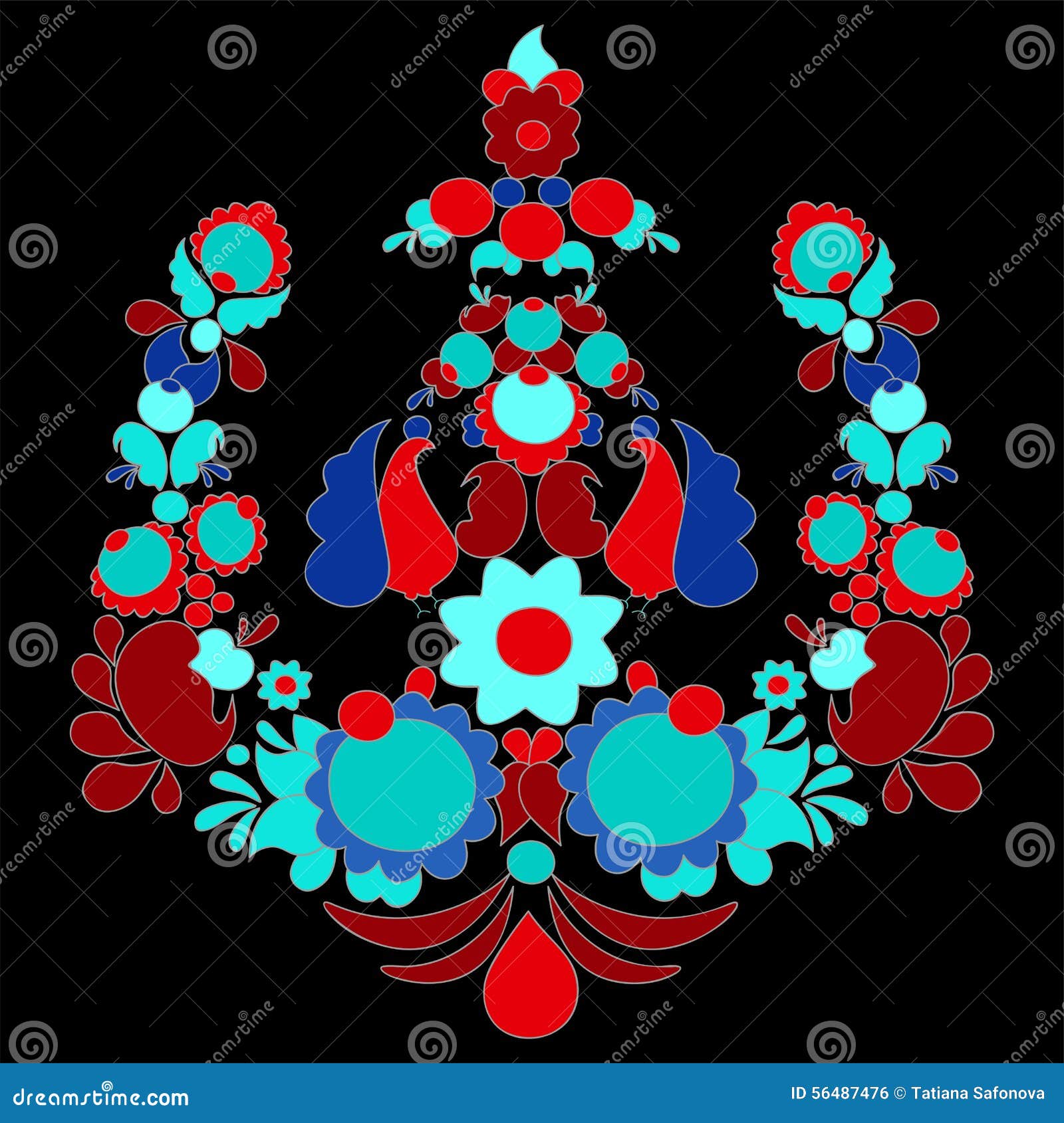 Traditional Russian Pattern. Different Leaves and Flower Stock Vector ...