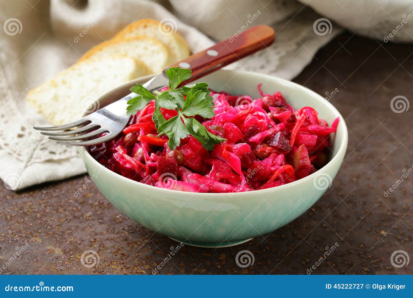 Traditional Russian Salad of Beetroot and Pickled Cabbage Stock Image ...