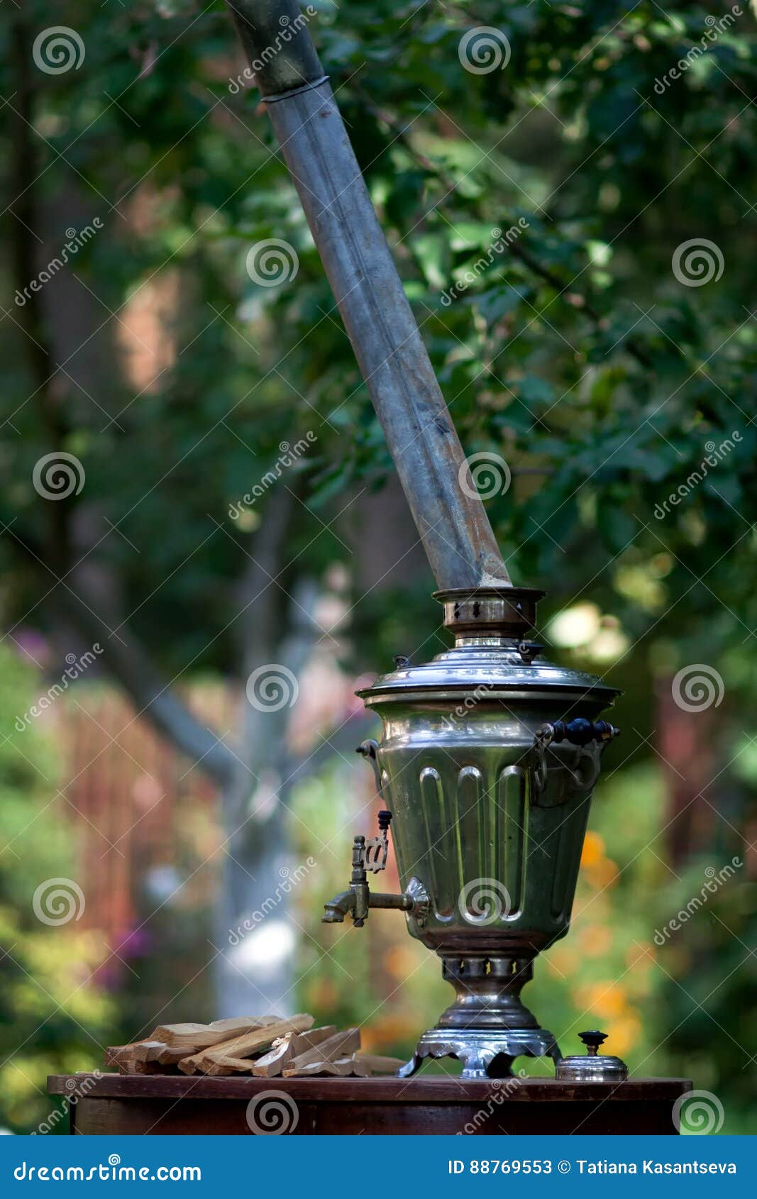 Traditional Russian Samovar on the Table Stock Image - Image of ...