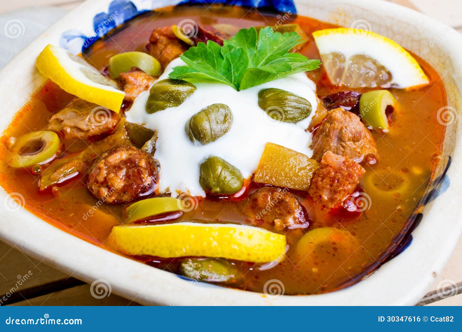 Traditional Russian Soljanka Soup Stock Photo - Image of colorful, beef ...