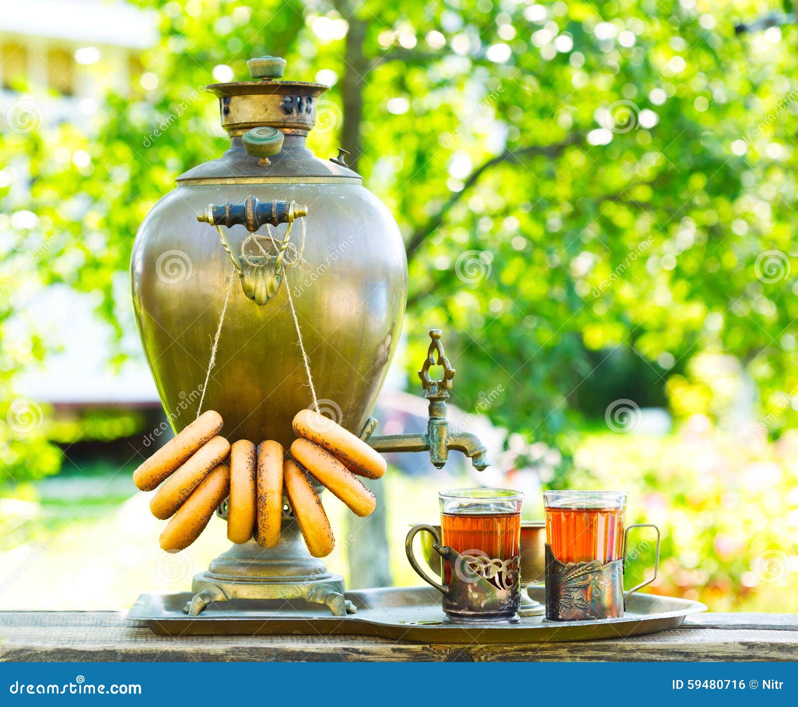 Traditional Russian Tea with Samovar Stock Photo - Image of vintage ...