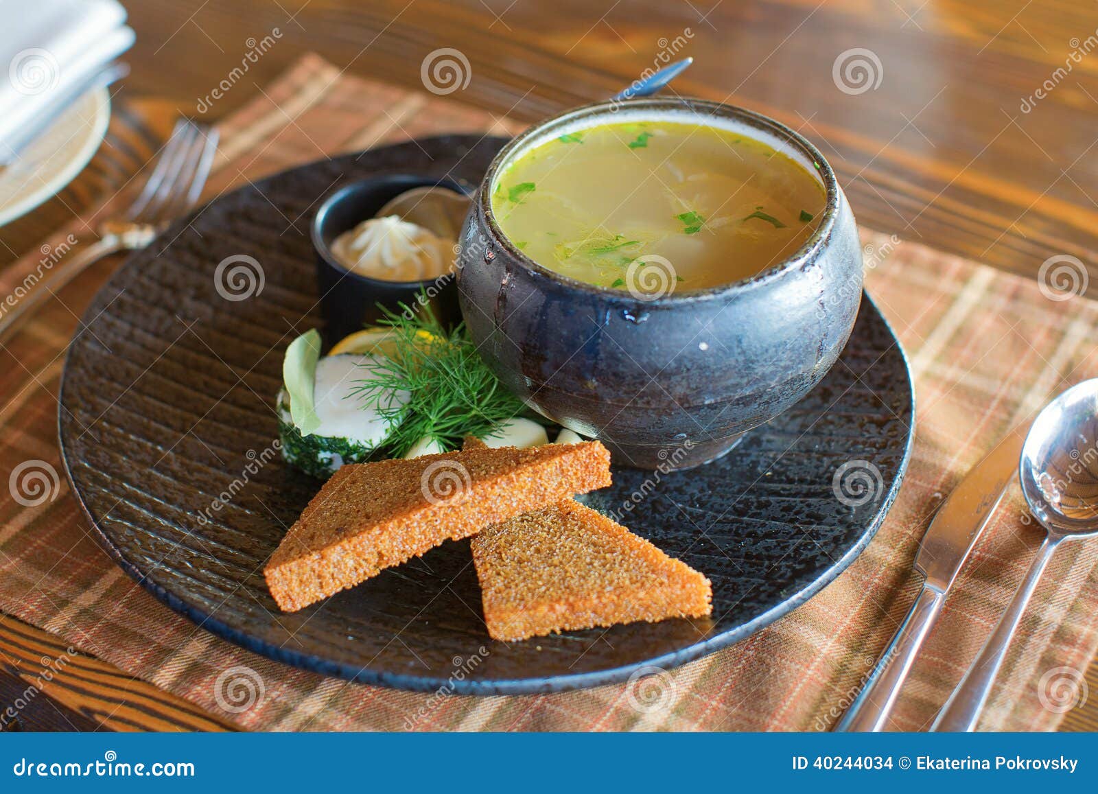 Traditional Russian Ukha Served in a Casserole Stock Photo - Image of ...