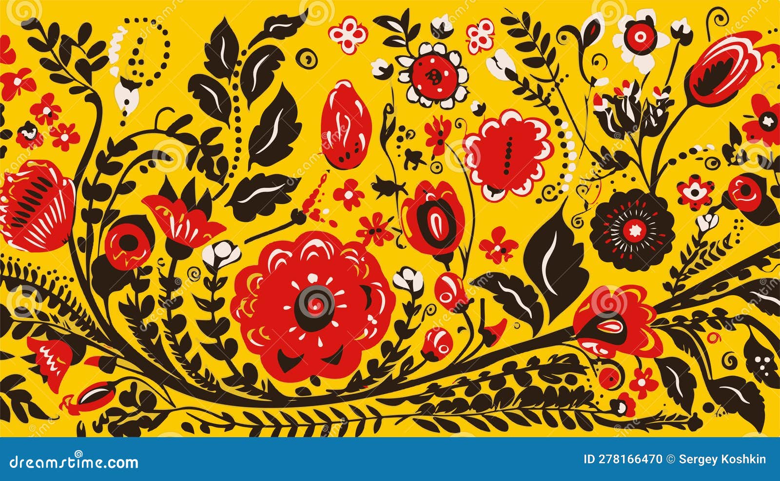 Traditional Russian Vector Seamless Pattern in Khokhloma Style Stock ...
