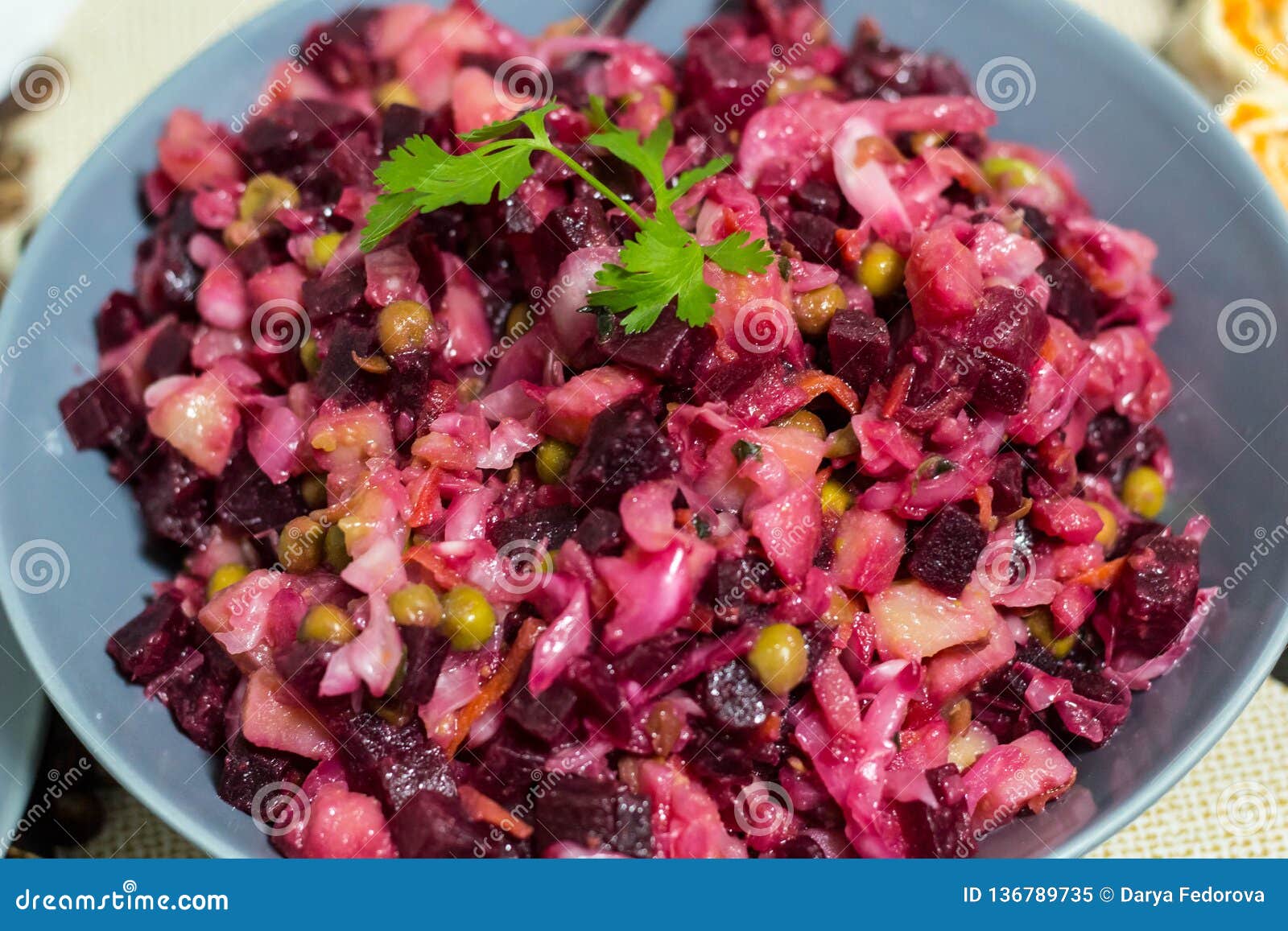 Traditional Russian Vegetable Beetroot Salad in Vinaigrette Stock Image ...