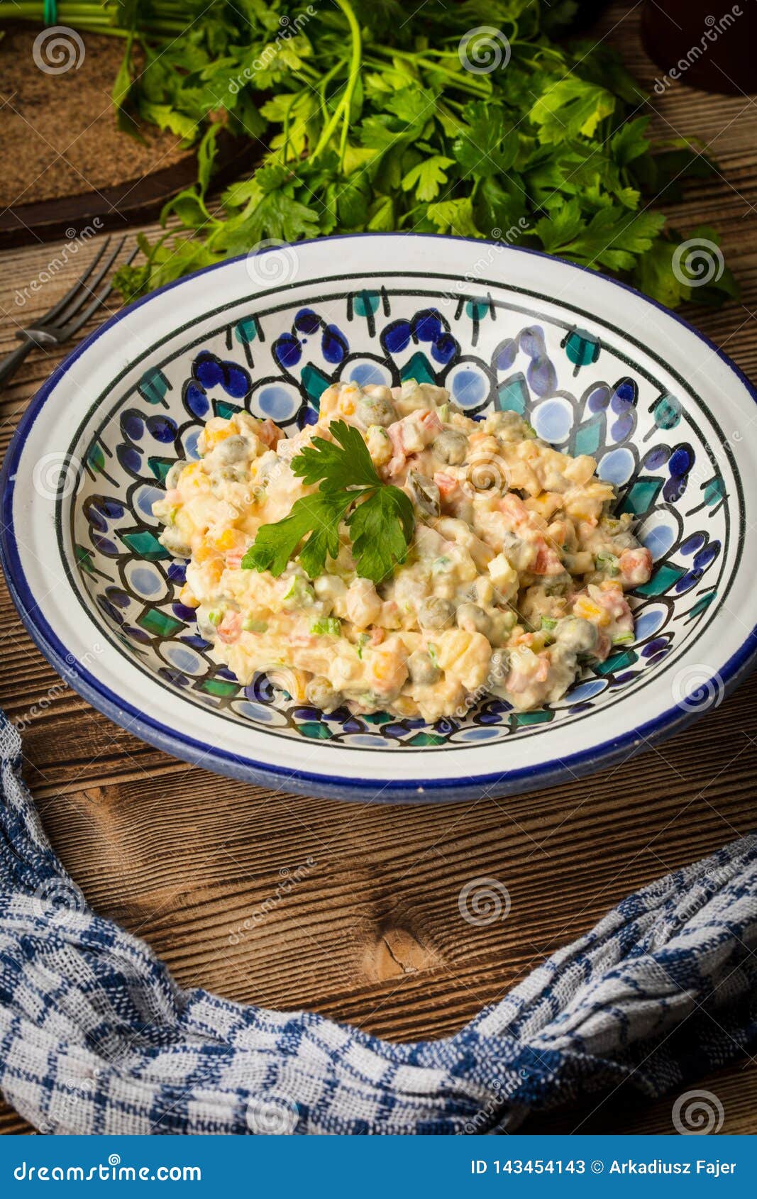 Traditional Russian Vegetable Salad Stock Image - Image of lunch, gourmet: 143454143