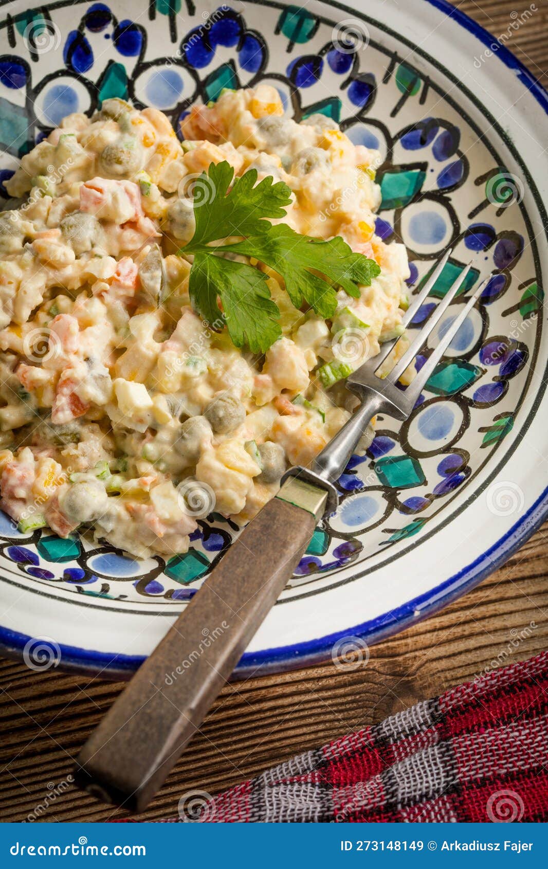 Traditional Russian Vegetable Salad Stock Image - Image of plate ...