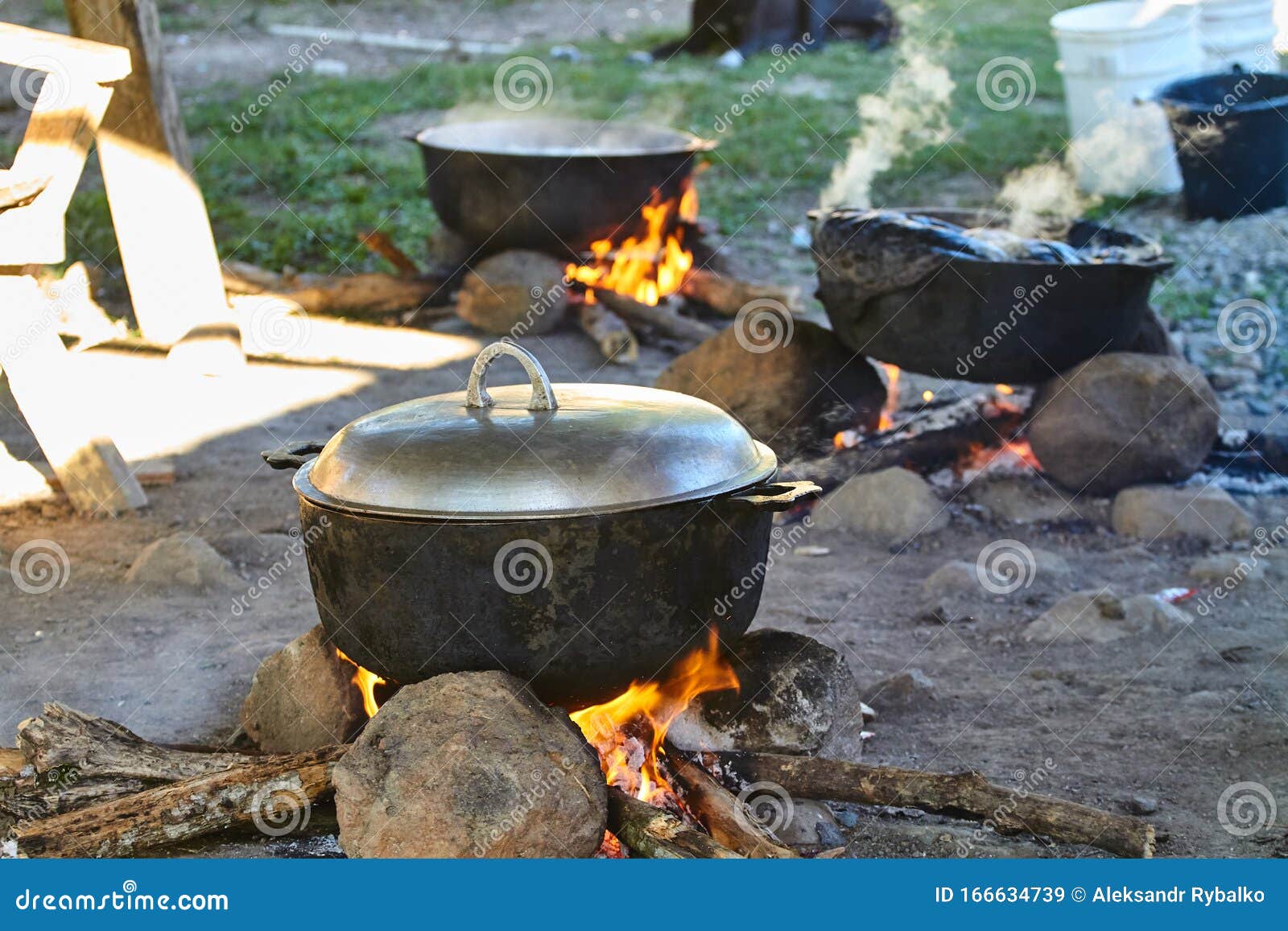 Traditional Rustic Cooking on an Open Fire. in the Dominican Republic ...