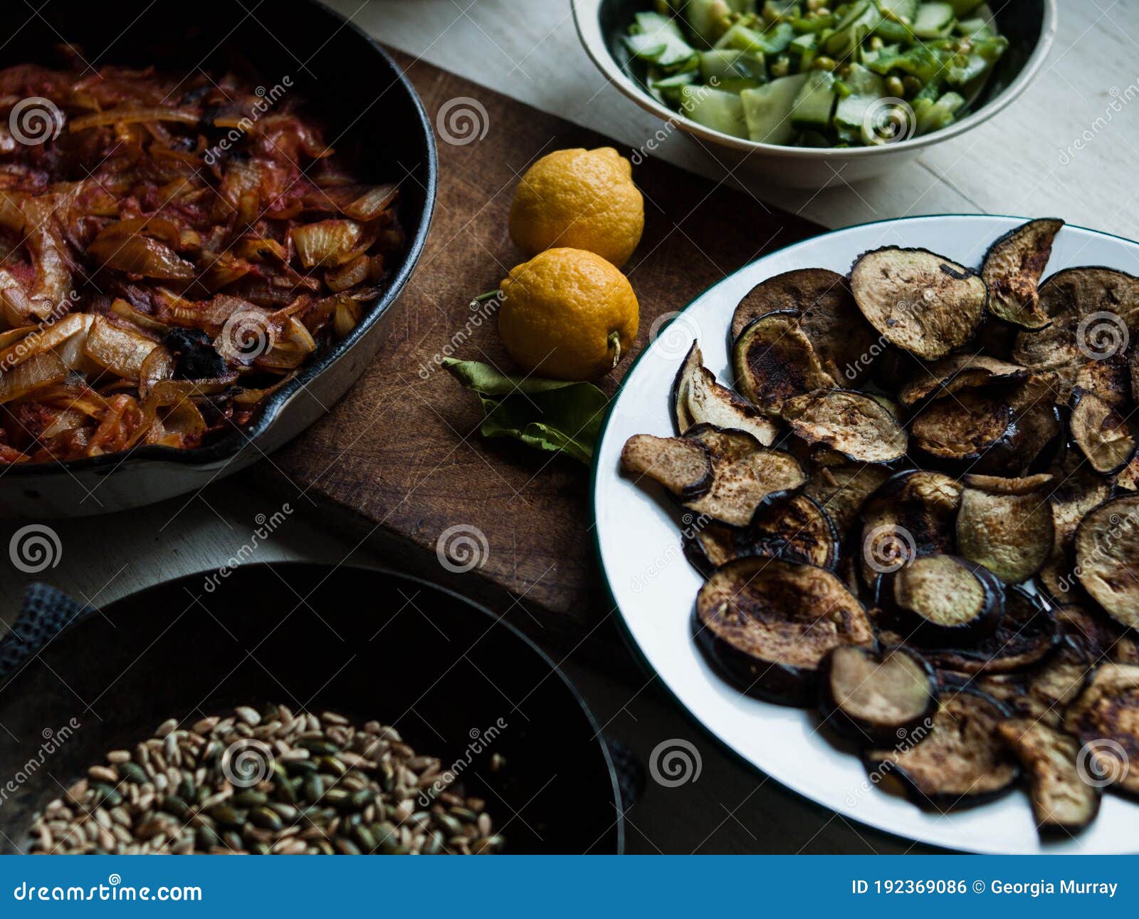 Traditional Rustic Food on Plates and Table Stock Photo - Image of ...