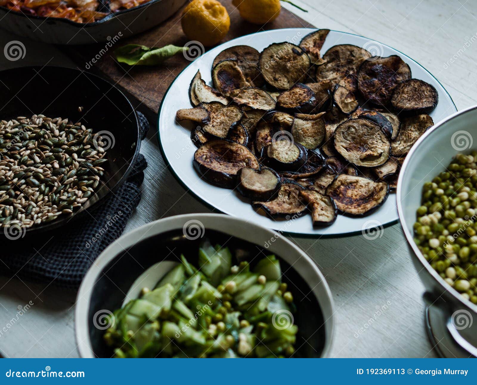 Traditional Rustic Food on Plates and Table Stock Image - Image of ...