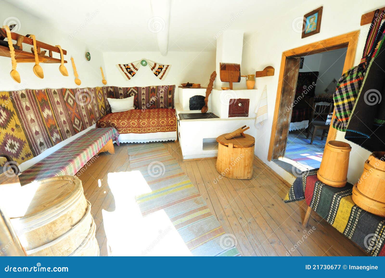 Traditional Rustic Rural Home Interior - Romania Stock Image - Image of ...