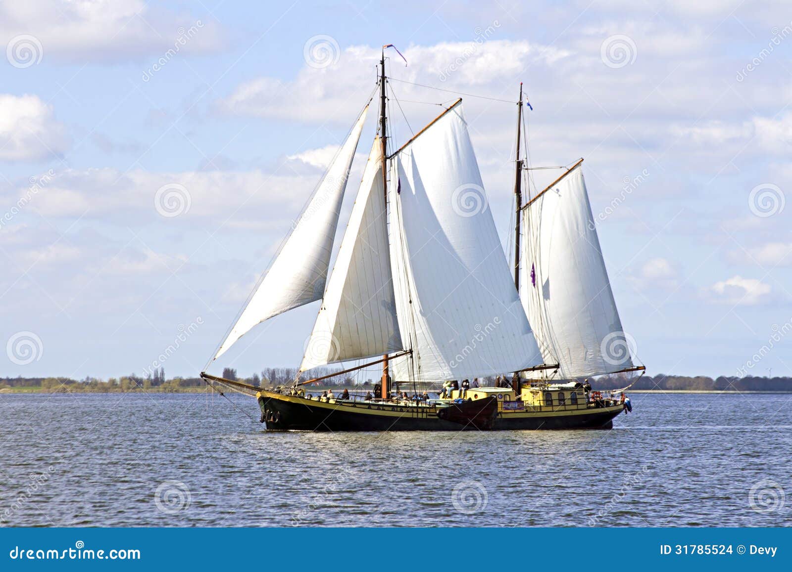 Traditional Sailing Ship on the IJsselmeer in Netherlands Stock Photo ...