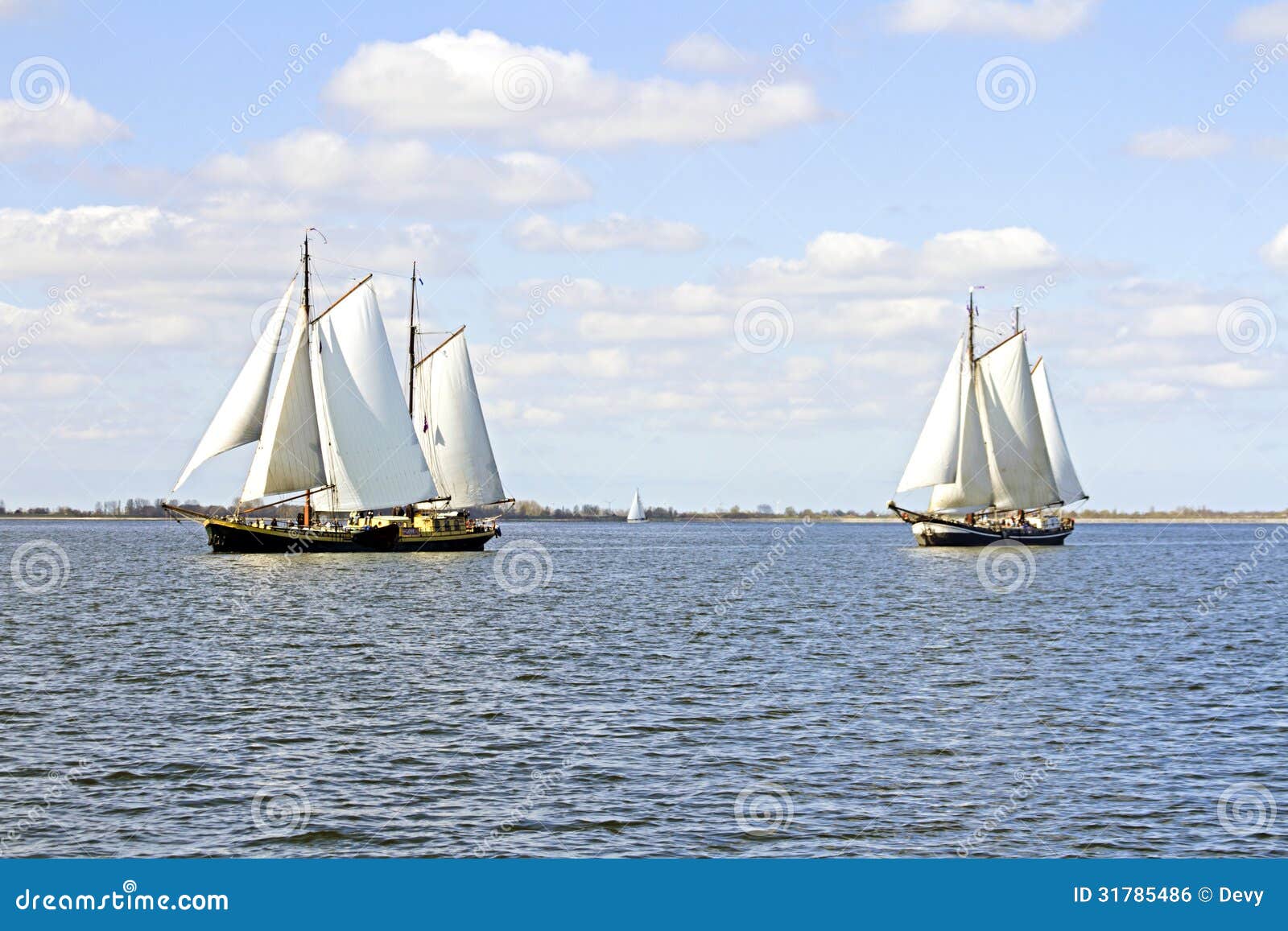 Traditional Sailing Ships on the IJsselmeer in Netherlands Stock Photo ...