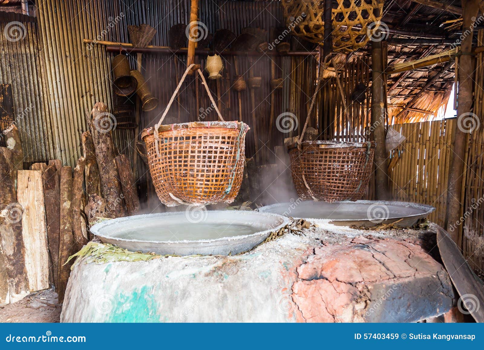 Traditional Salt Making by Boiled with Old Method Stock Image - Image ...