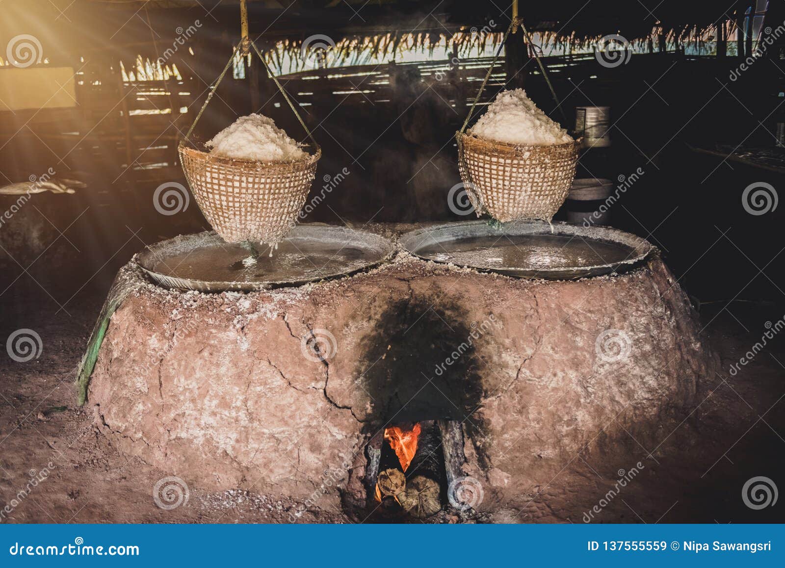 Traditional Salt Making at Boklua District, Nan Province Stock Image ...