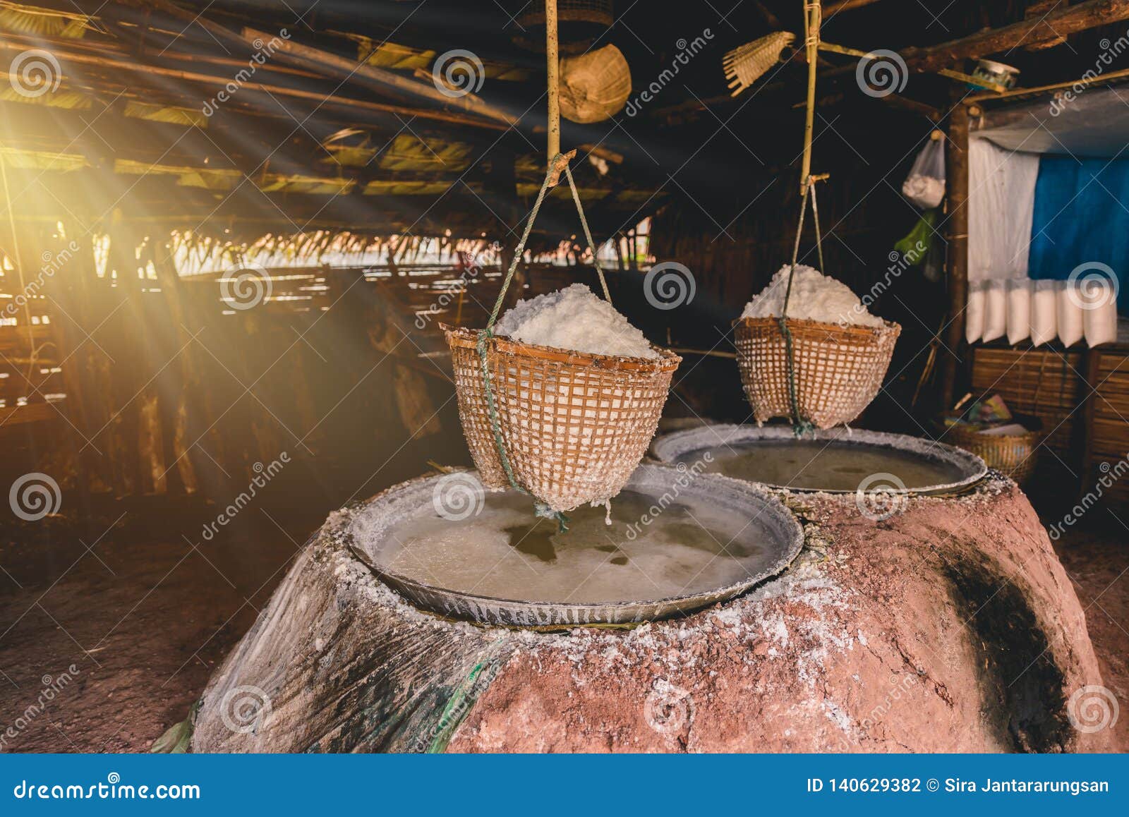 Traditional Salt Making at Boklua District, Nan Province Stock Photo ...