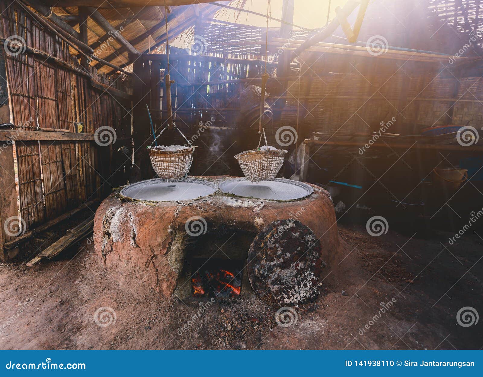 Traditional Salt Making at Boklua District, Nan Province Stock Photo ...