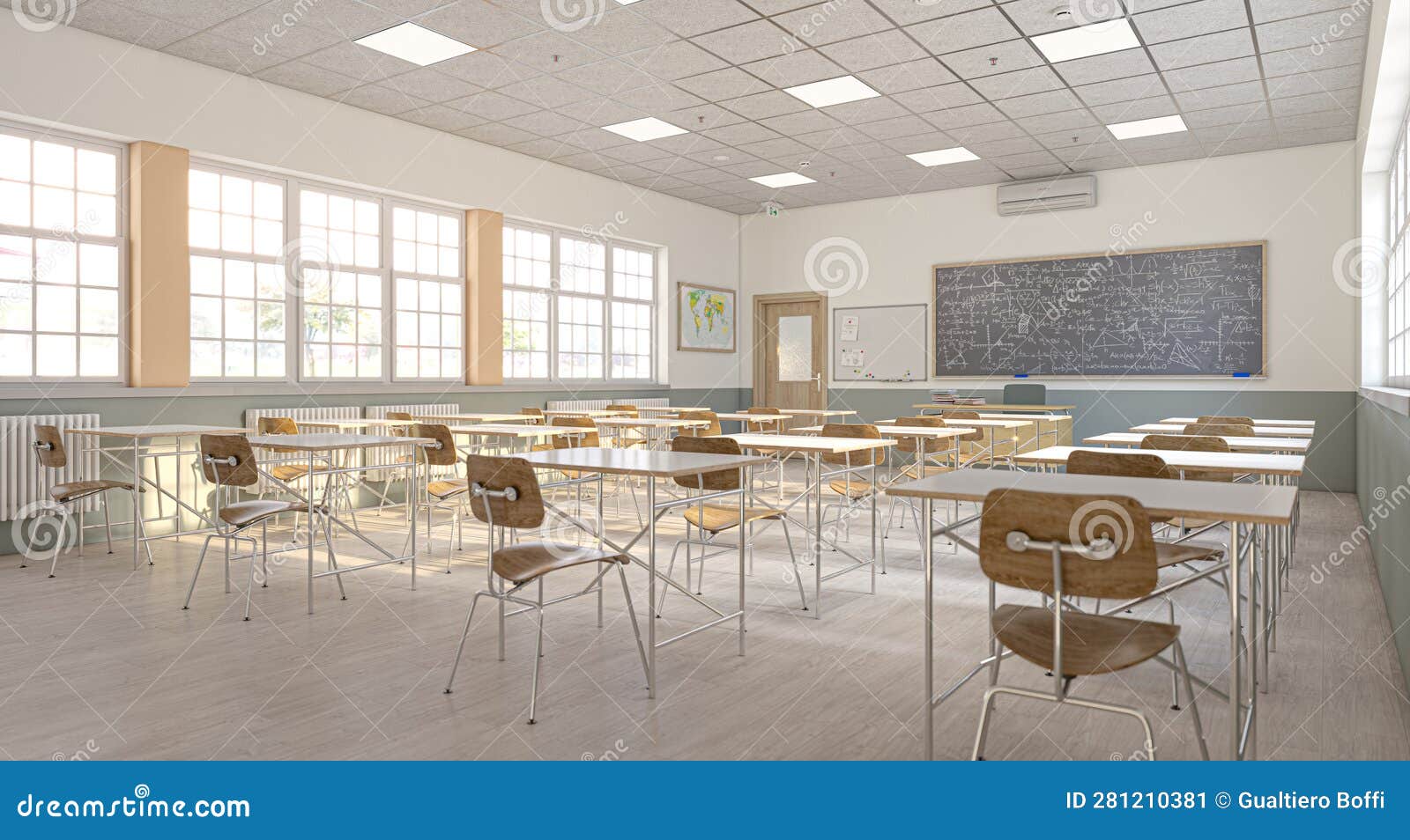 Traditional School Classroom Stock Illustration - Illustration of ...