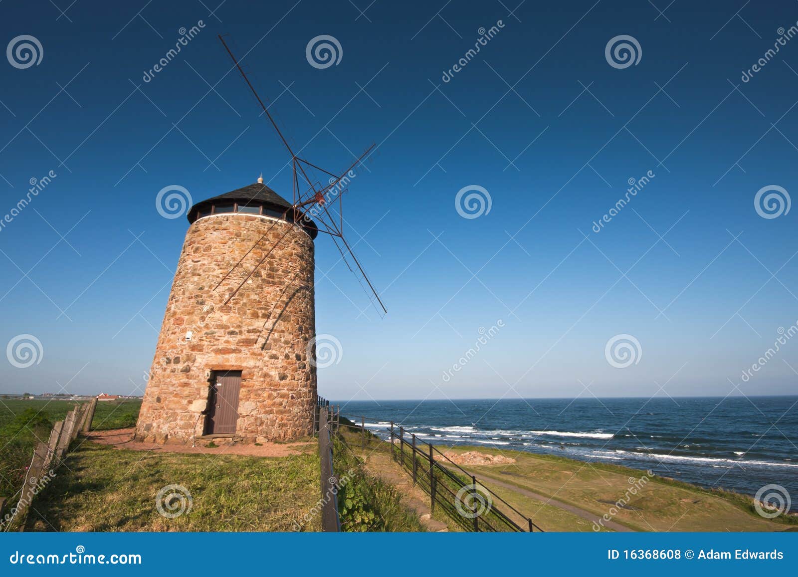 Traditional Scottish Coastal Windmill Stock Photo - Image of scenic ...