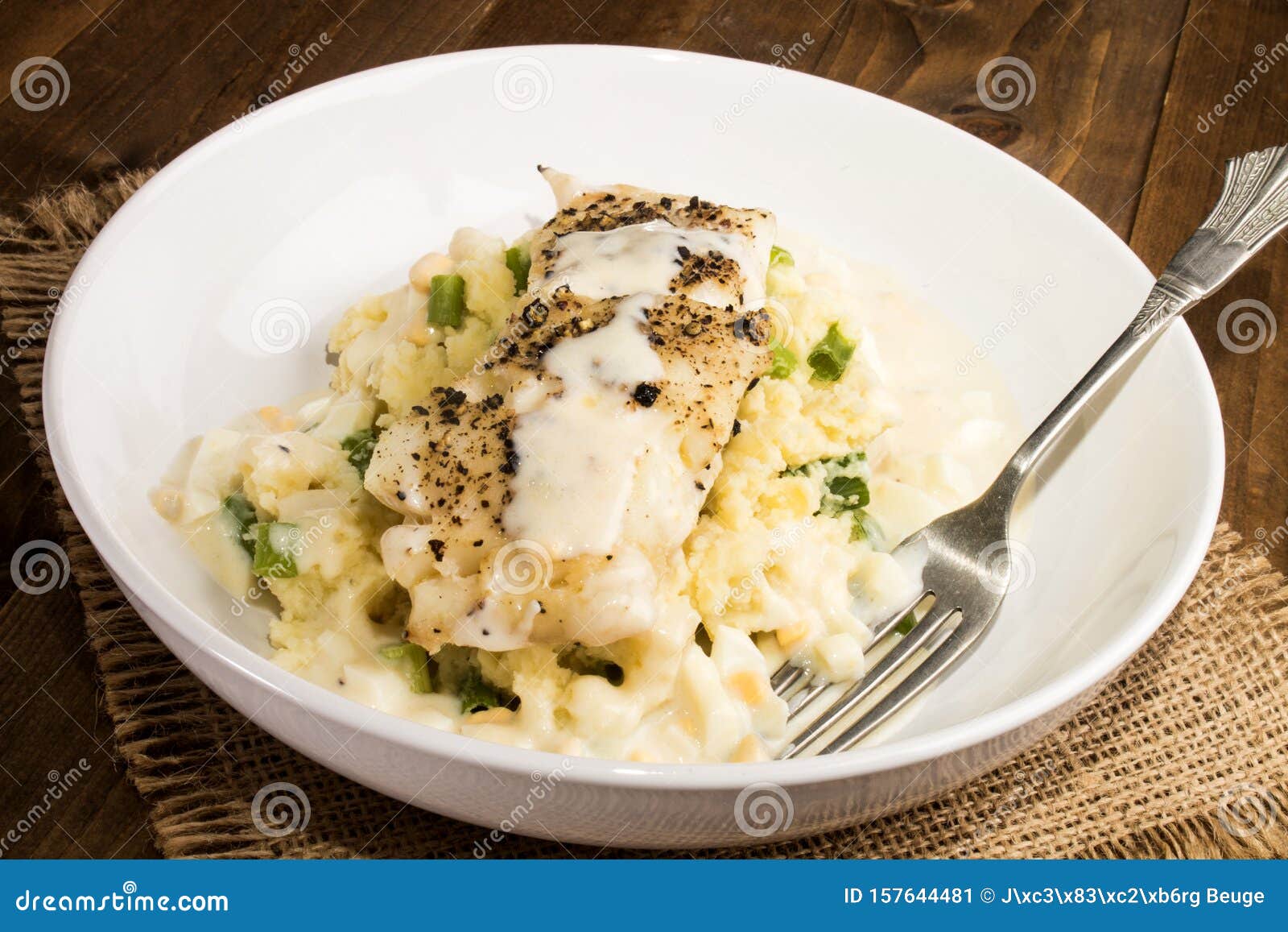 Baked Cod and Egg with Mashed Potato Stock Image - Image of fish, fresh ...