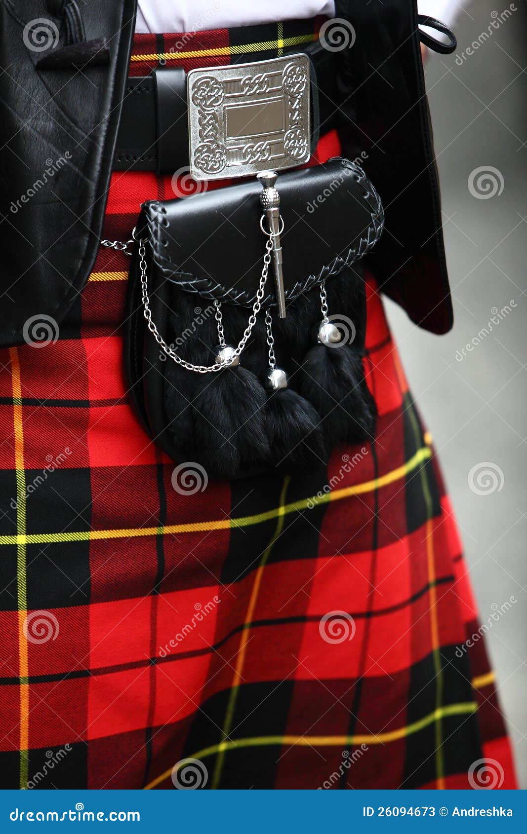 Traditional Scottish Bagpiper In Full Dress Code At Dunnottar Castle ...