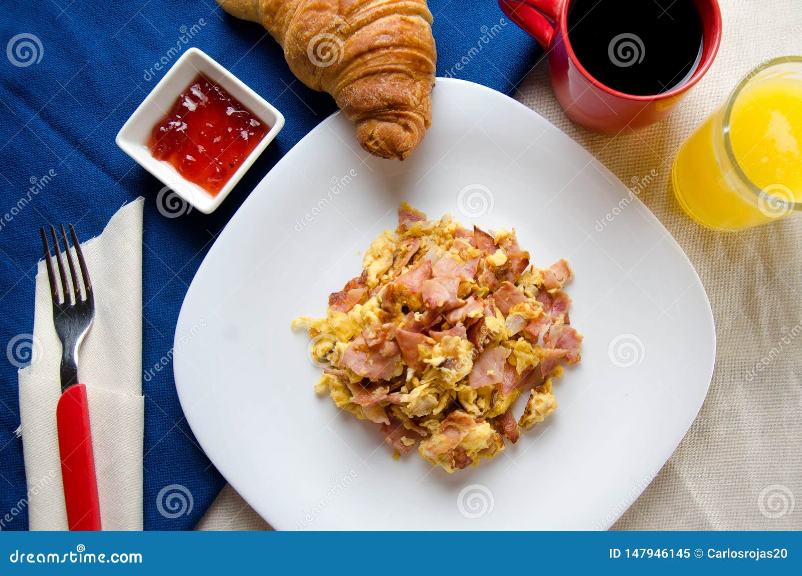 Traditional Eggs and Ham Breakfast Stock Image - Image of healthy ...