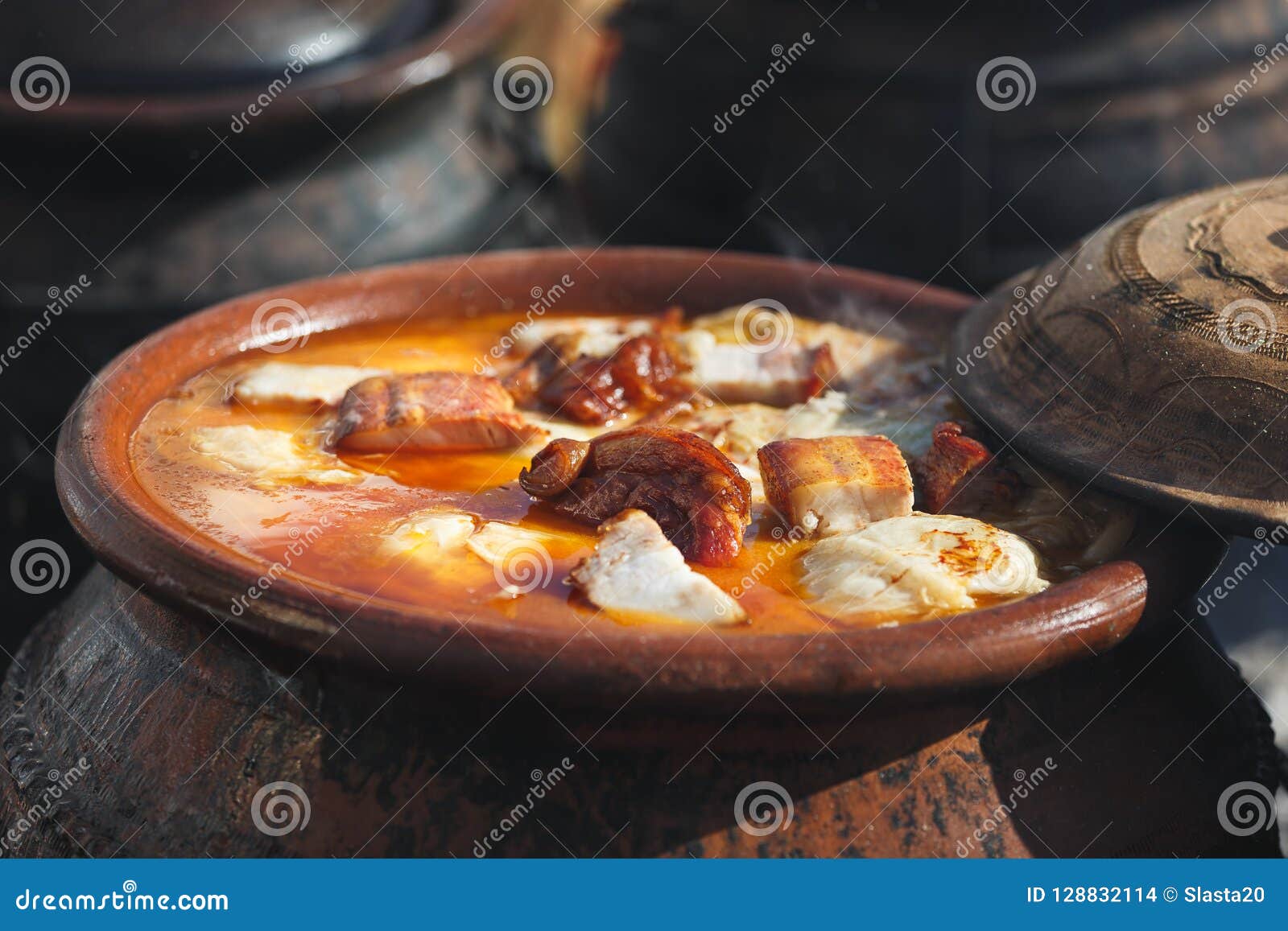 Traditional Serbian Wedding Cabbage Boiled in Earth Cauldrons Stock ...