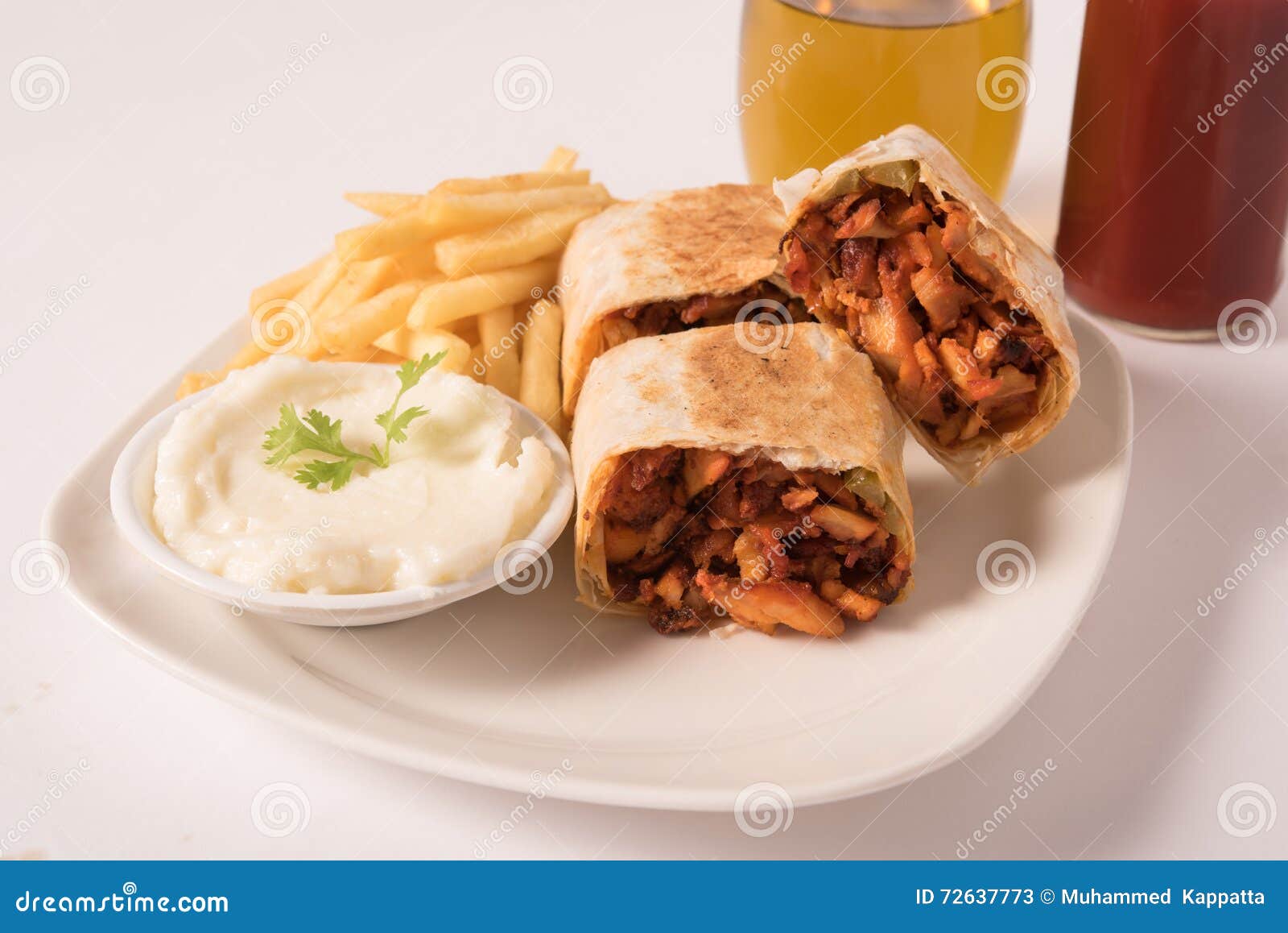 Traditional Shawarma Wrap with Chicken and Vegetables Stock Image ...
