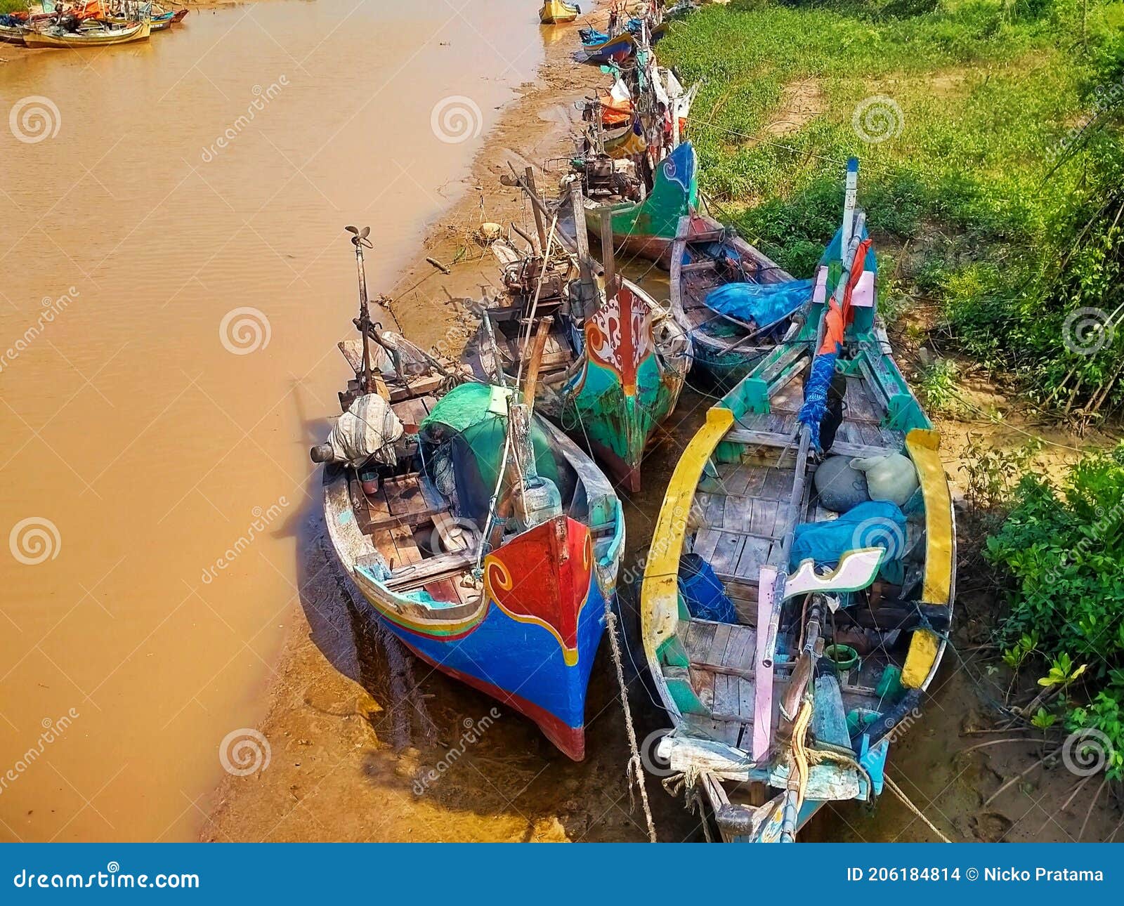 Traditional Ship in Indonesian River Stock Photo - Image of canal ...