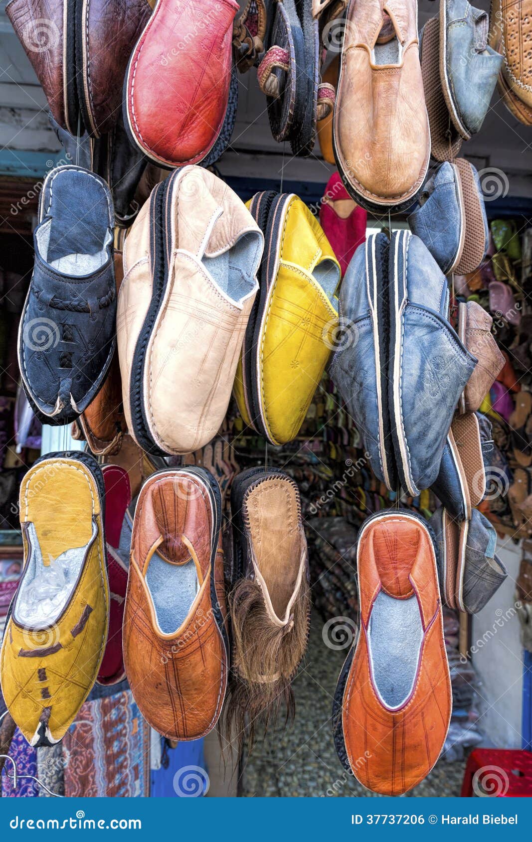 Traditional Shoes on a Market, Morocco Stock Photo - Image of arabic ...
