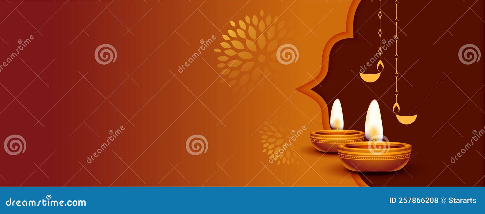 Traditional Shubh Deepavali Event Banner with Text Space and Diya Stock ...