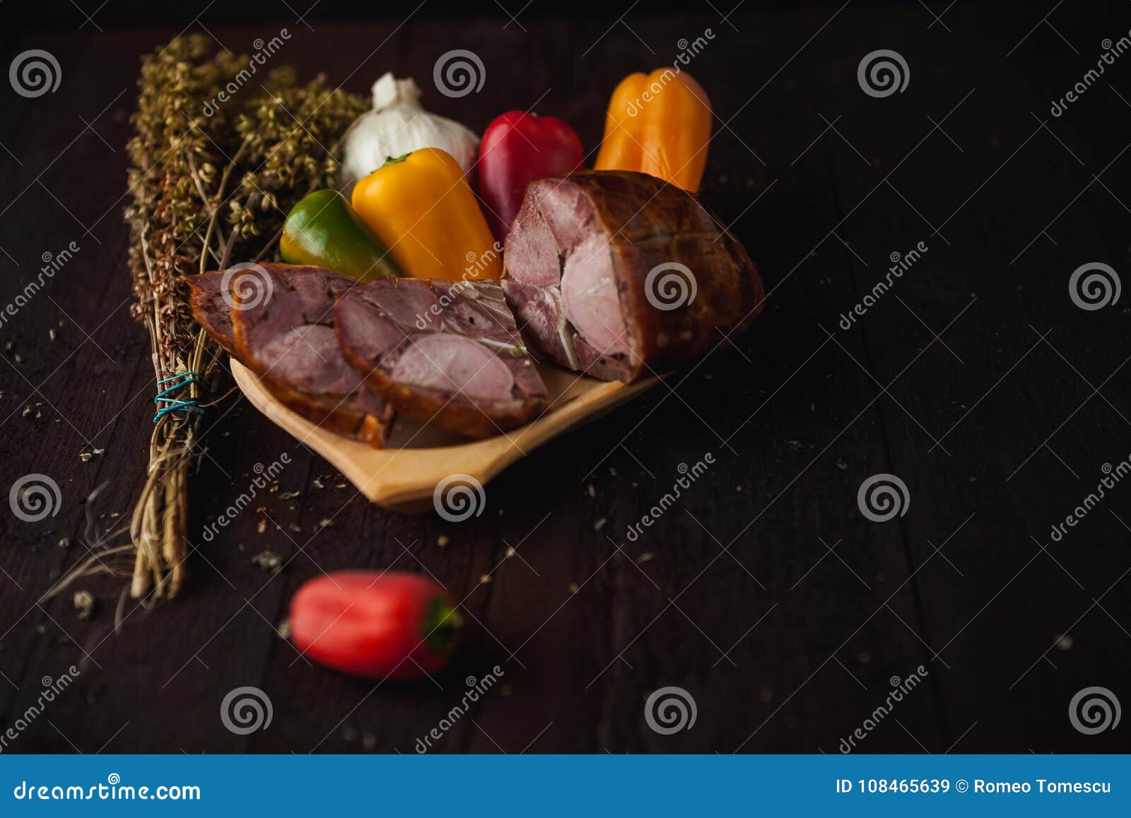 Traditional Simple Meal Setup with Meat and Vegetables Stock Image ...