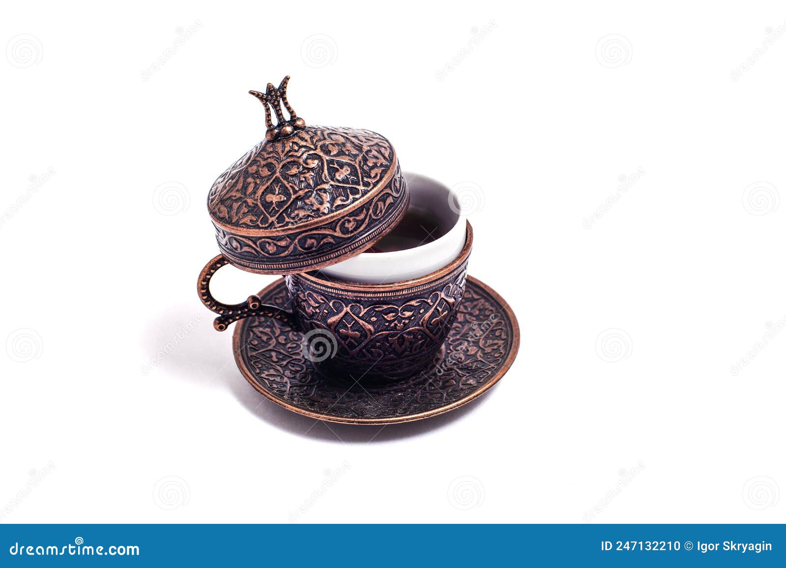 Traditional Small Copper Turkish Cup for Strong Black Coffee Stock ...