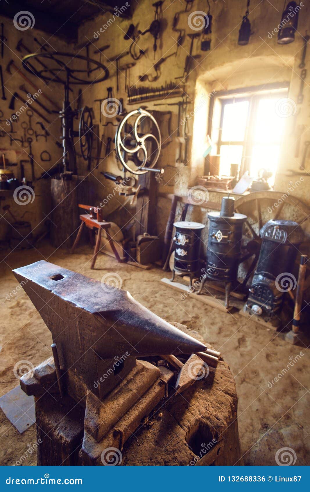 Traditional Smithy Workshop Interior Stock Photo - Image of house ...