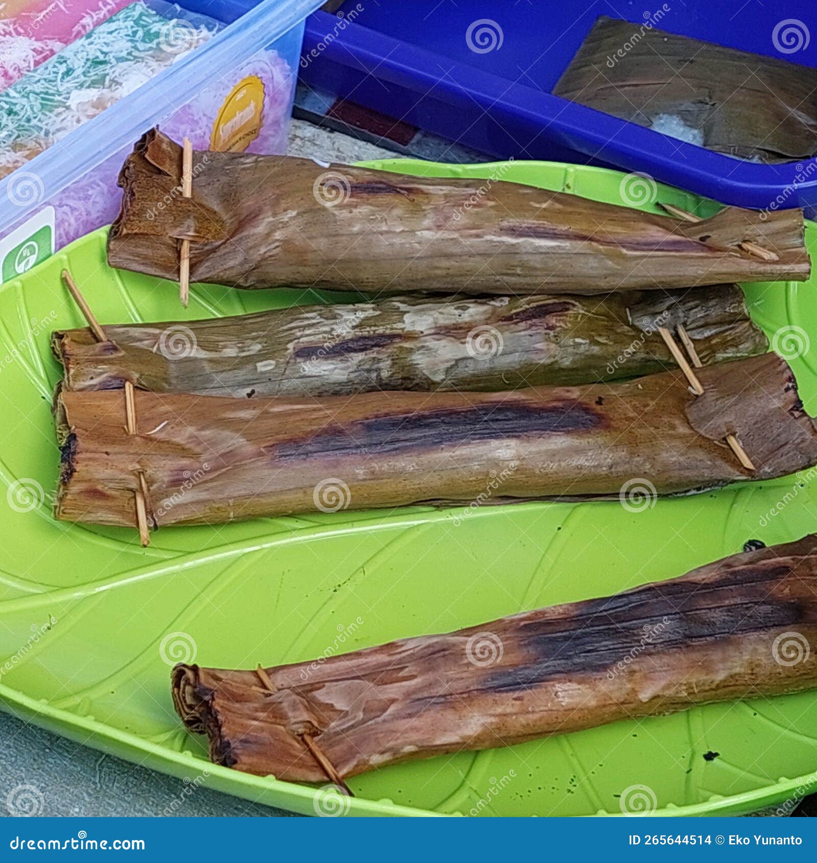 Traditional Snack Wrapped in Banana Leaves Stock Photo - Image of tree ...