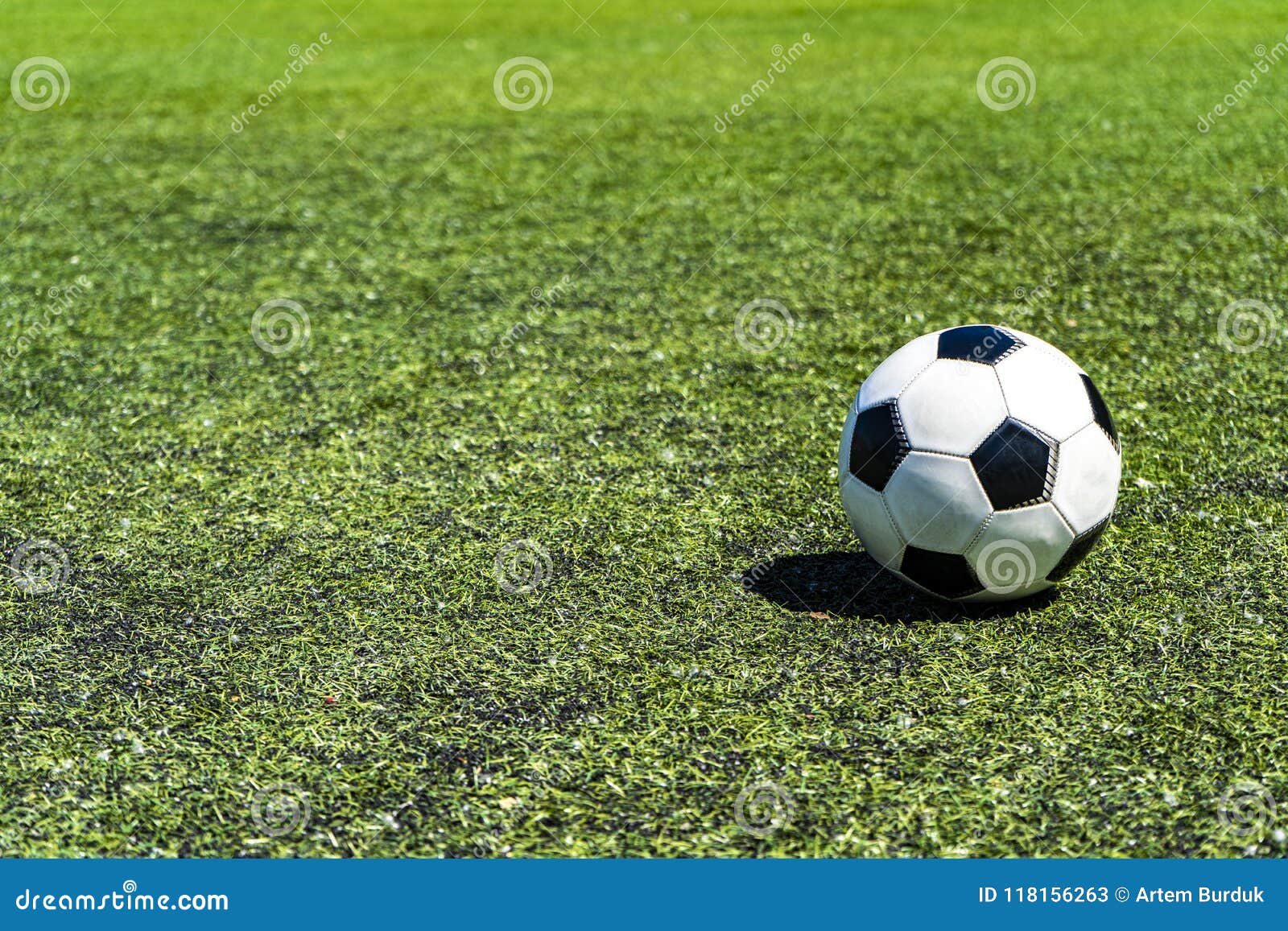 Traditional Soccer Ball on Soccer Field Stock Image - Image of center ...