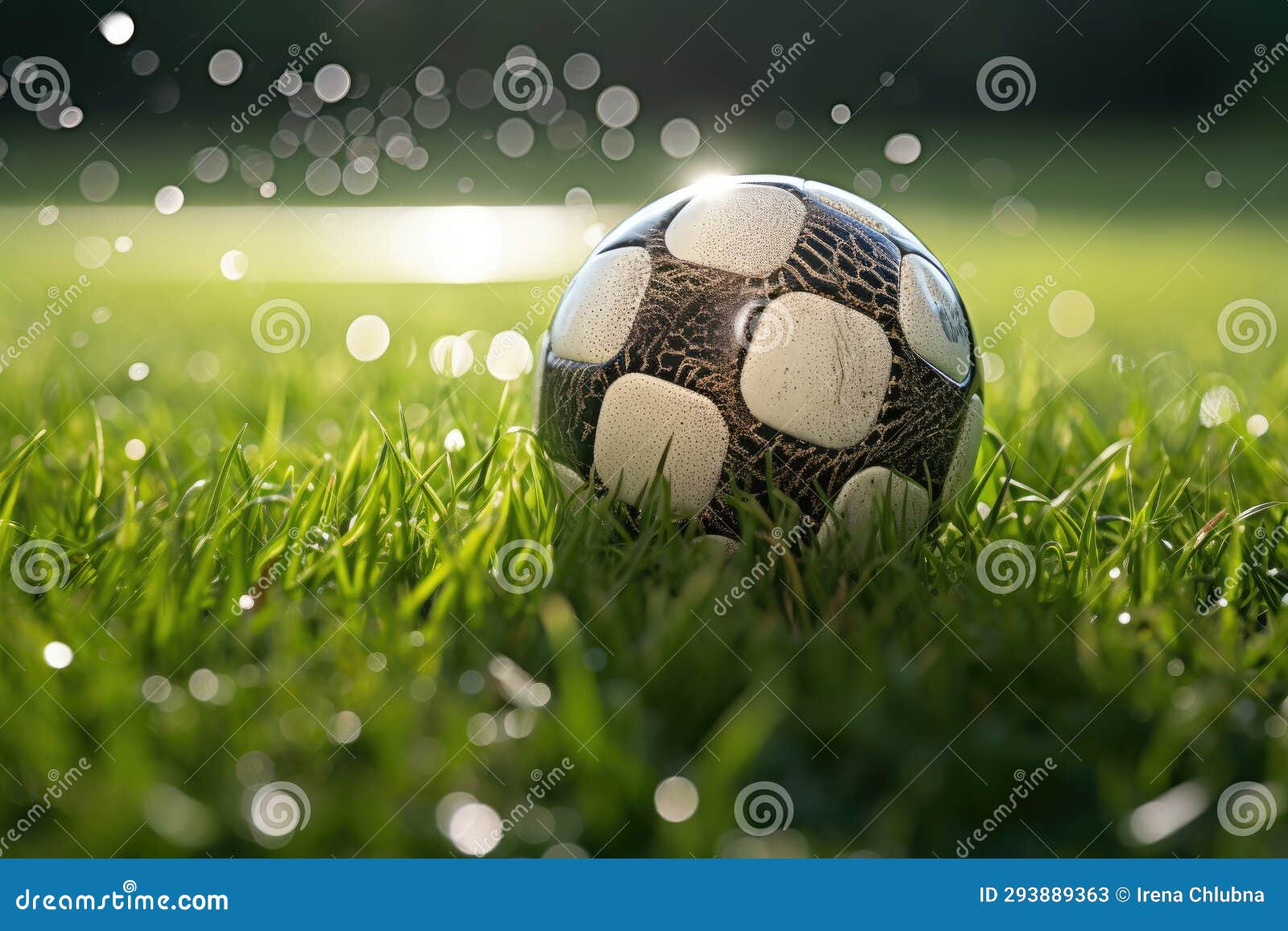 Traditional Soccer Ball Resting on Grass. Generative AI Stock ...