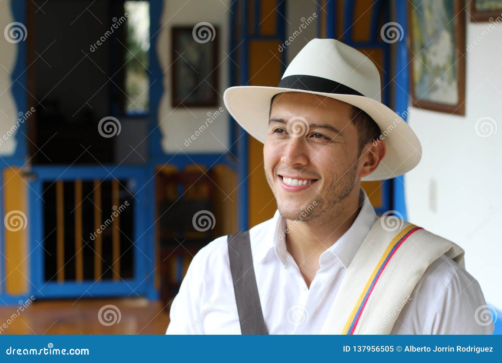 Traditional South American Man at Home Stock Image - Image of ...