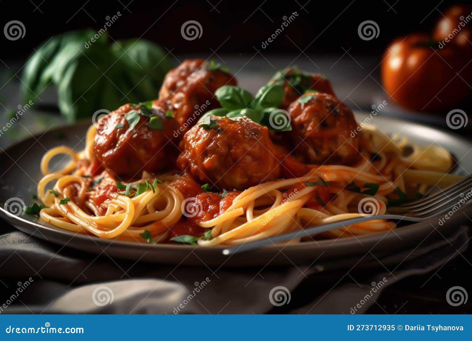 Traditional Spaghetti with Meatballs and Tomato Sauce. Generative Ai ...