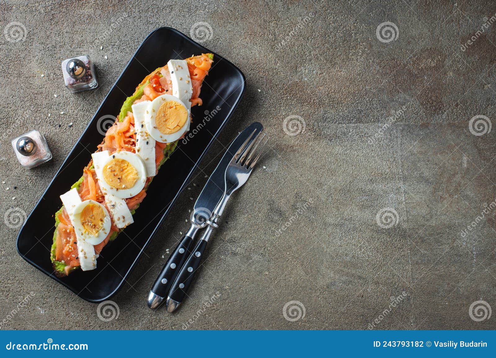 Traditional Spanish Breakfast. Tostada with Different Toppings on a ...