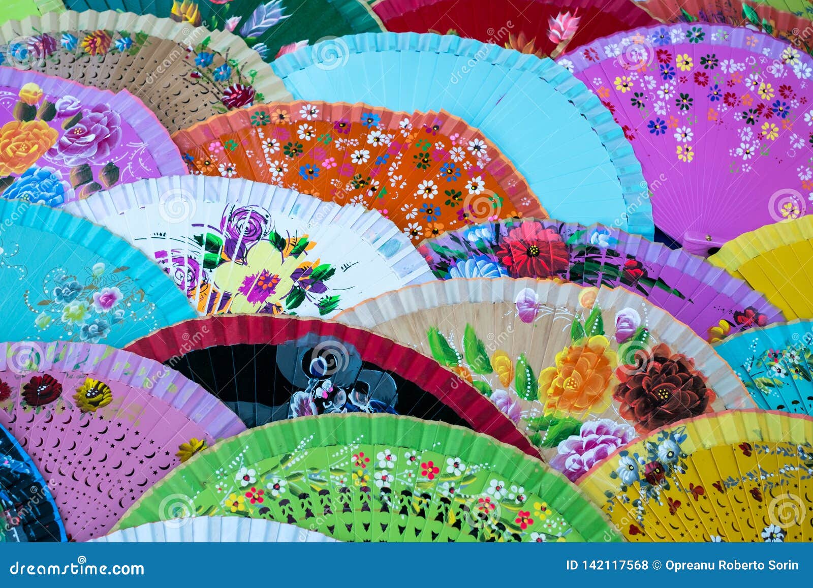 Traditional spanish fans stock photo. Image of fashion - 142117568