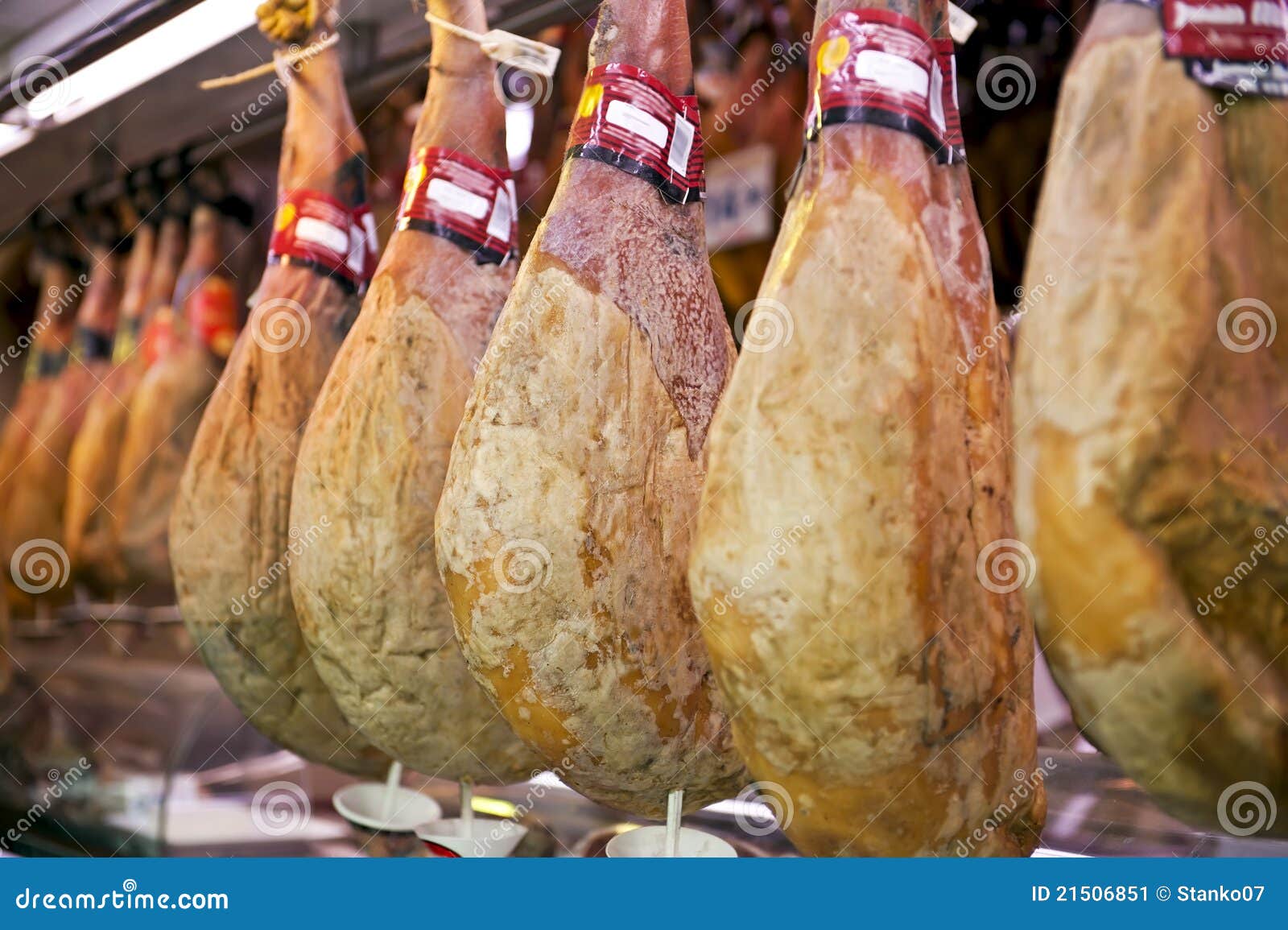 Traditional spanish ham stock image. Image of barcelona - 21506851